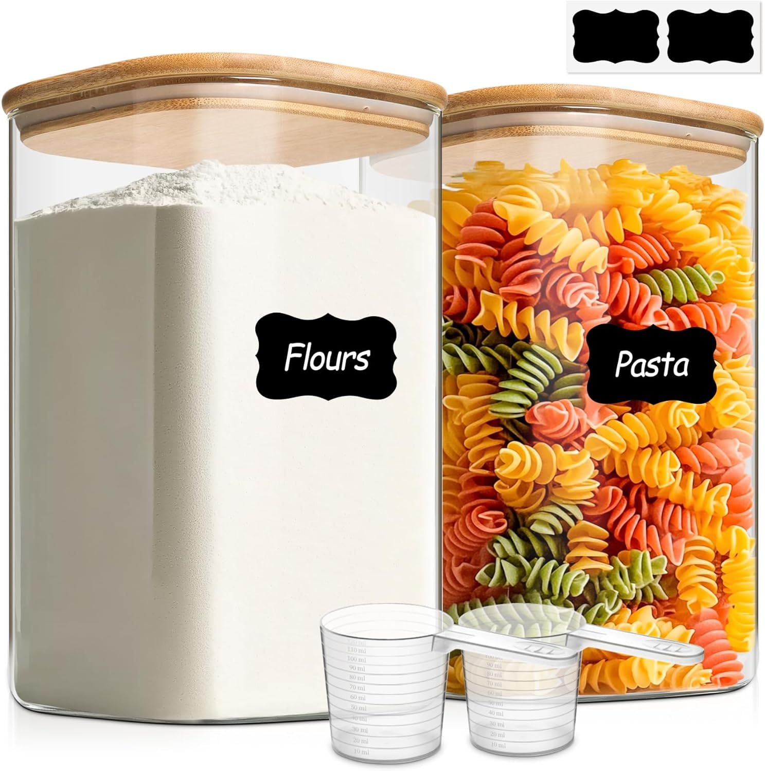 1.2 Gallon Wide Mouth Flour Sugar Storage Containers 2 Pcs, 148 oz ...