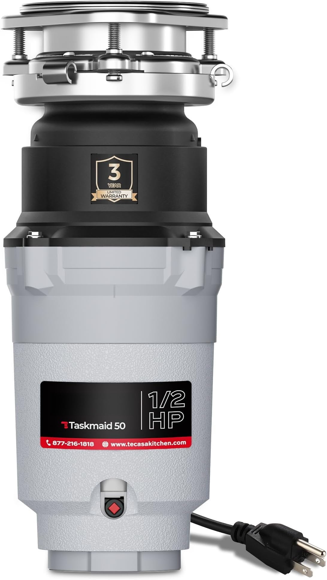 1/2 Garbage Disposal, Stainless System and 3-Bolt Mounting, Continuous ...
