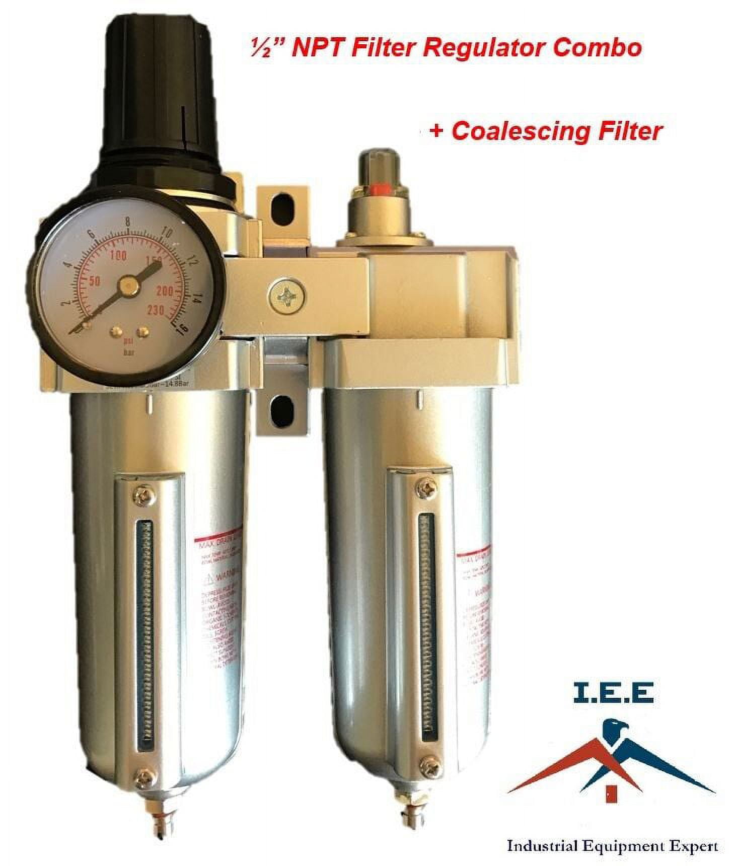1/2" HEAVY DUTY COMBO PARTICULATE & COALESCING FILTER REGULATOR ...