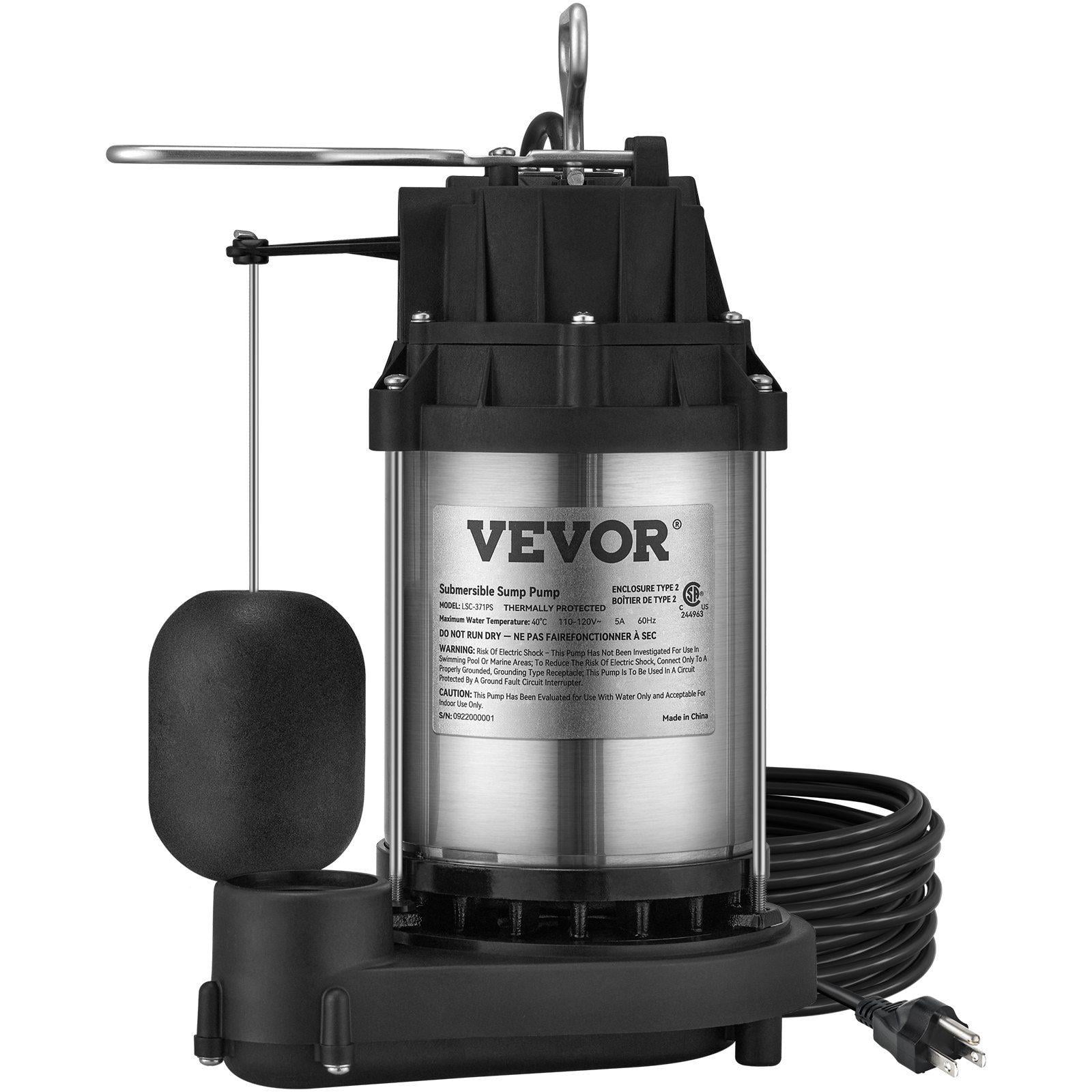 1/2 HP 3960 GPH Submersible Stainless Steel Sump Pump with Automatic ...