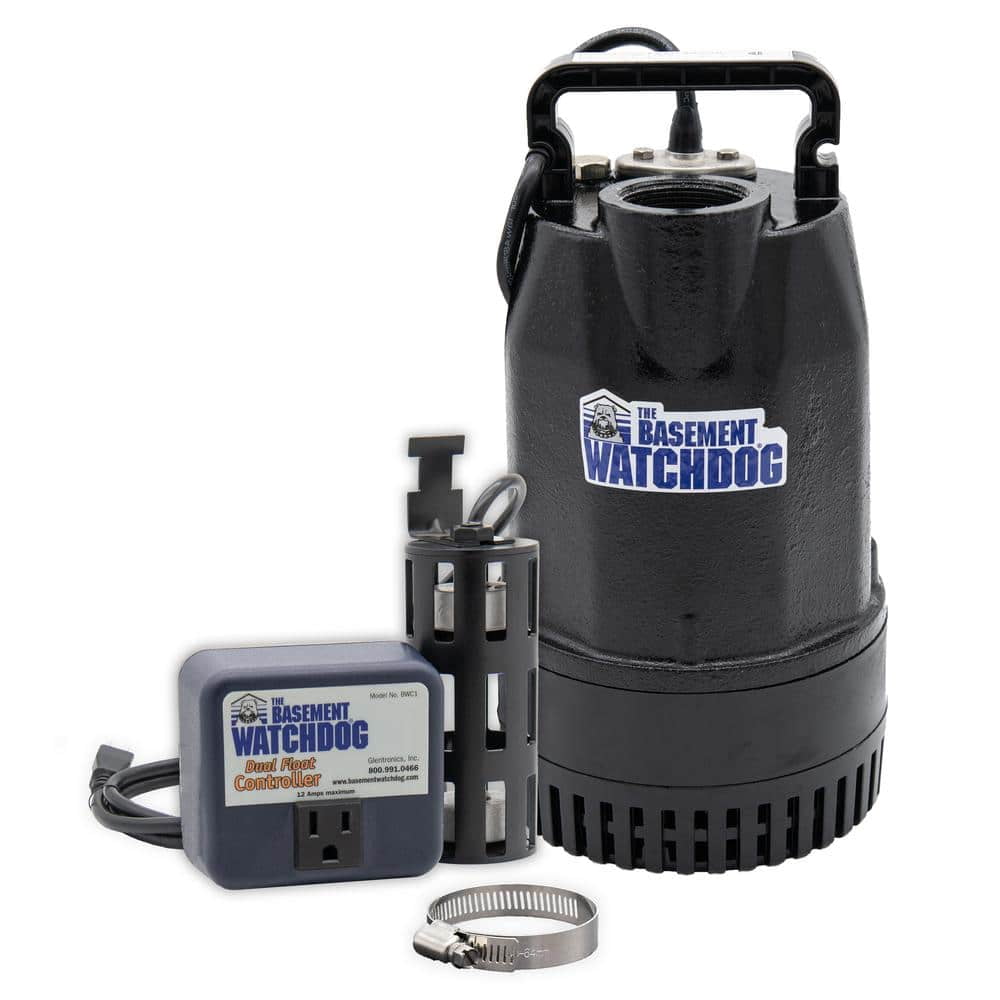 1/2 HP Cast Iron Submersible Sump Pump with Top Discharge and Caged ...