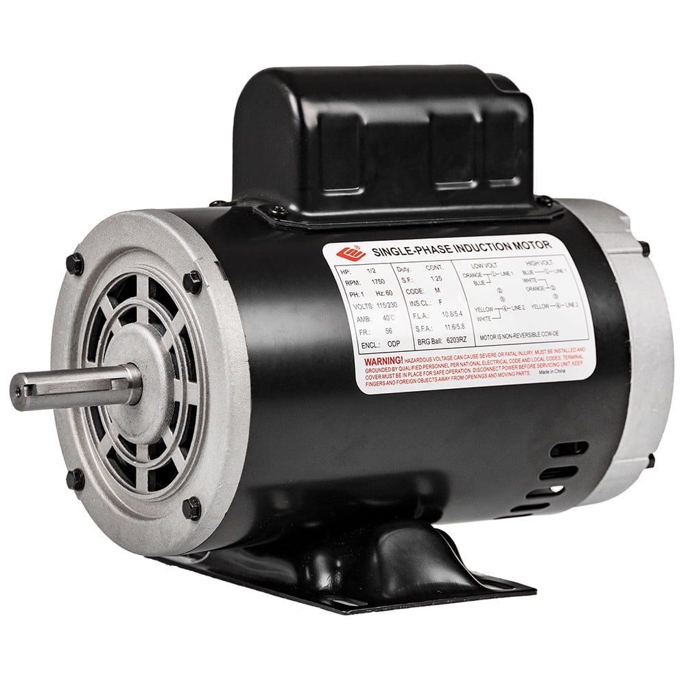 1/2 HP Electric Motor 56 Frame 1750 RPM Single Phase 115/230V 5/8 ...