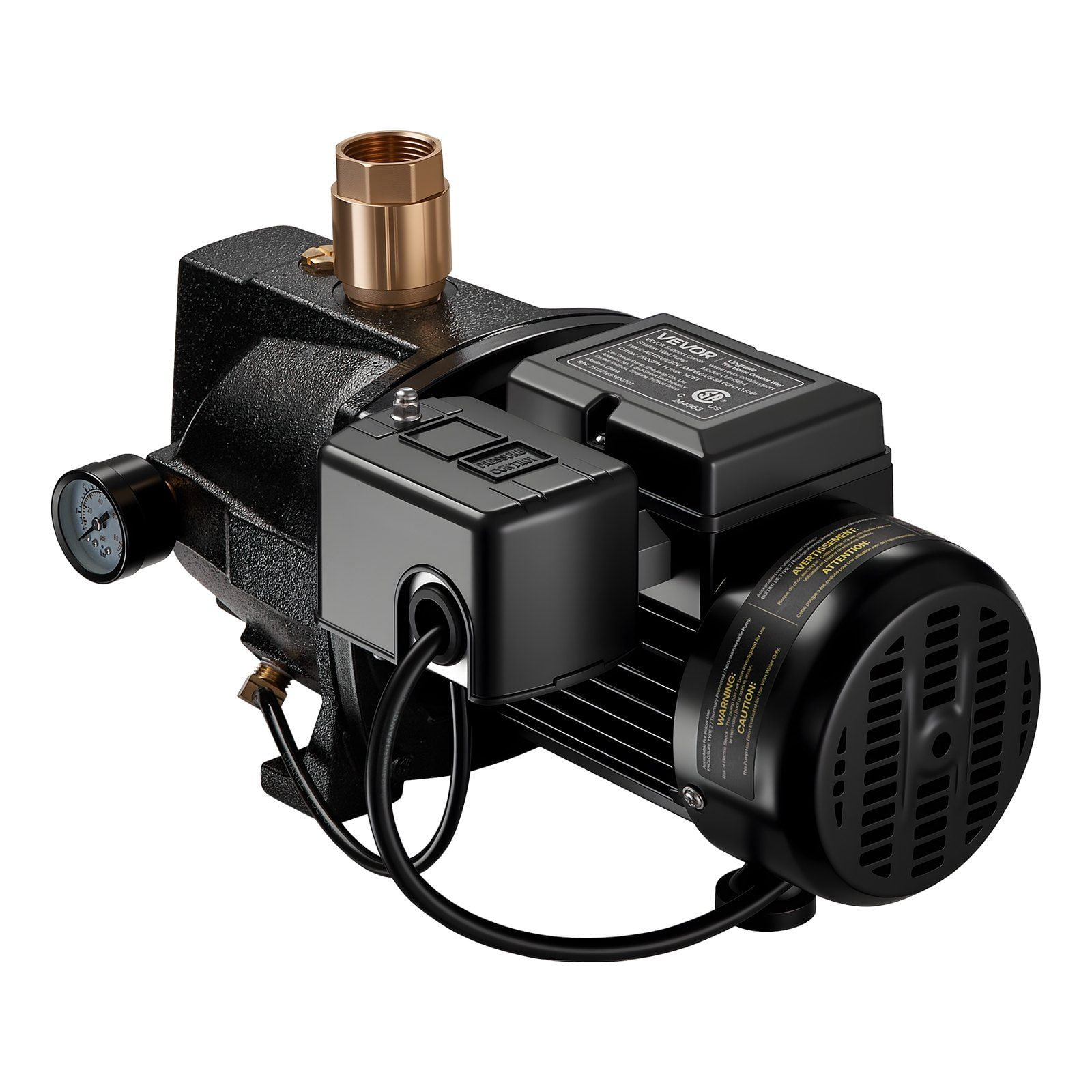 1/2 HP Shallow Well Jet Pump, AC 115/230 Volt, 790 GPH Dual Voltage ...