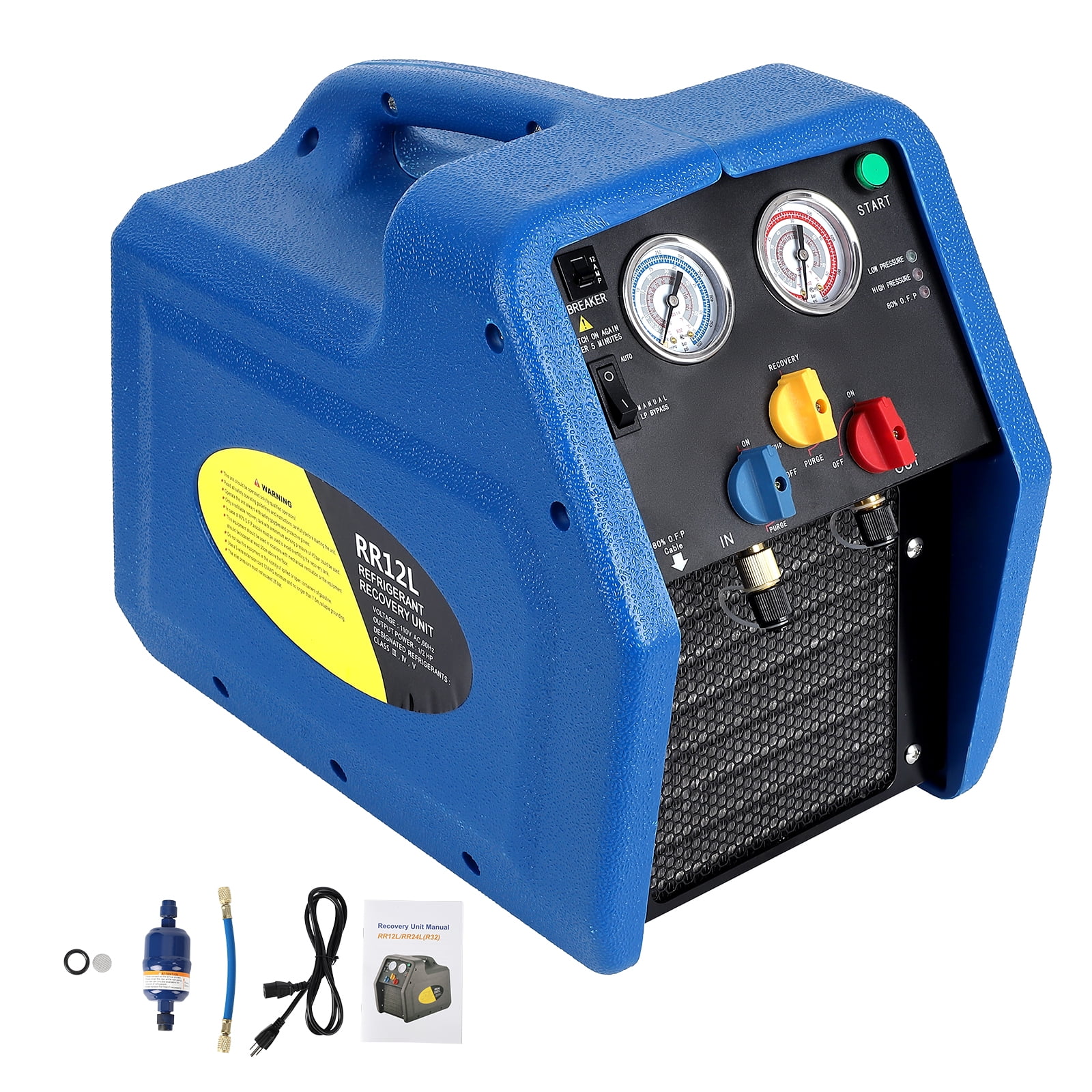 1/2 HP Three-Knob Self-Cleaning Portable Refrigerant Recovery Machine ...