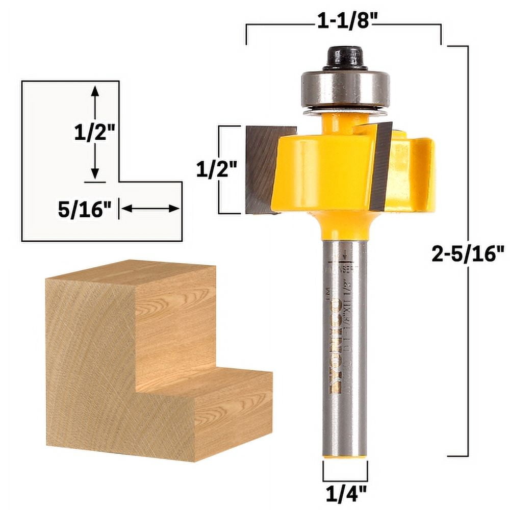 1/2" Height X 5/16" Depth Rabbet Router Bit - 1/4" Shank - Yonico ...