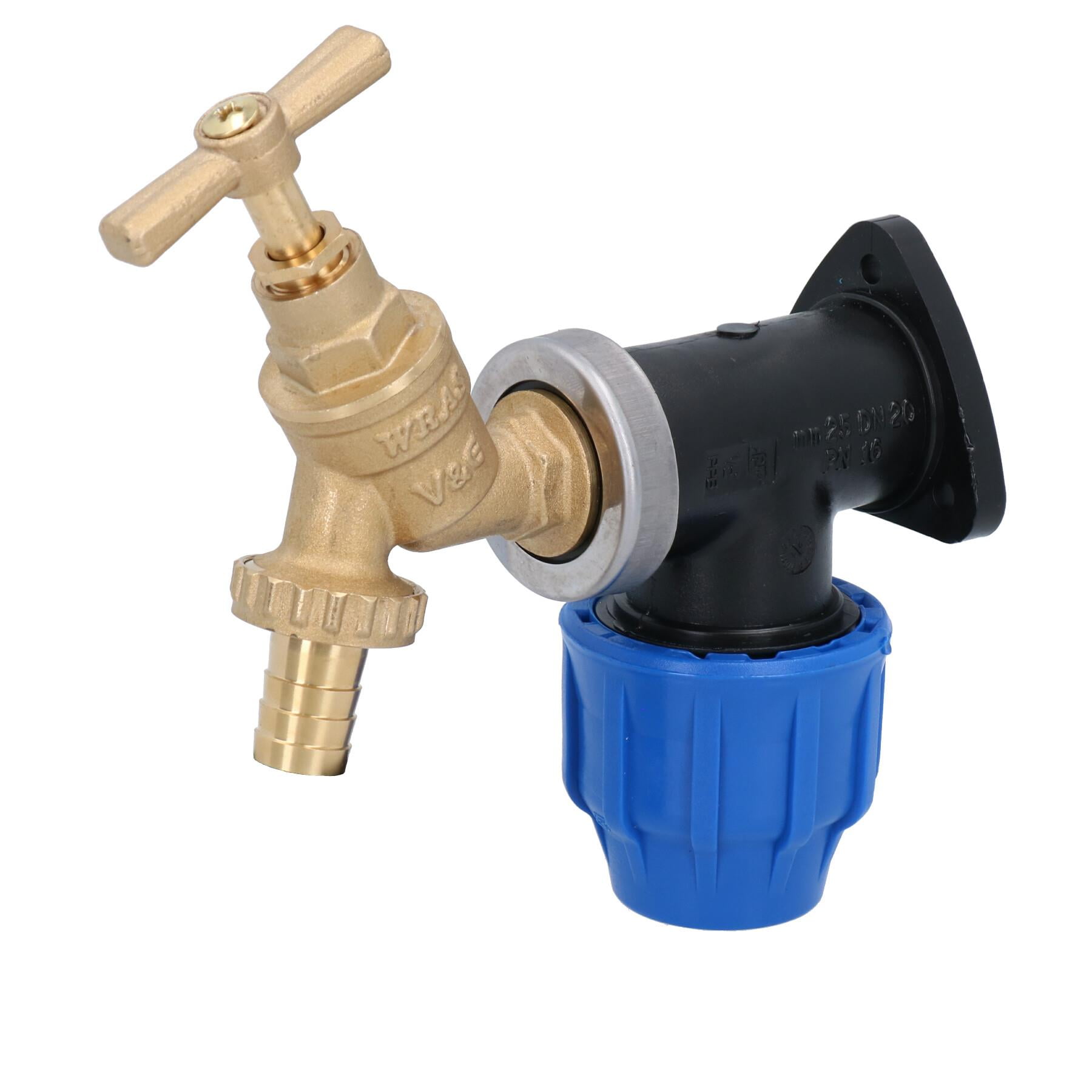 1/2" Hose Barb Tail Bib Tap Outdoor Water Wall Plate Elbow Mount 25mm ...