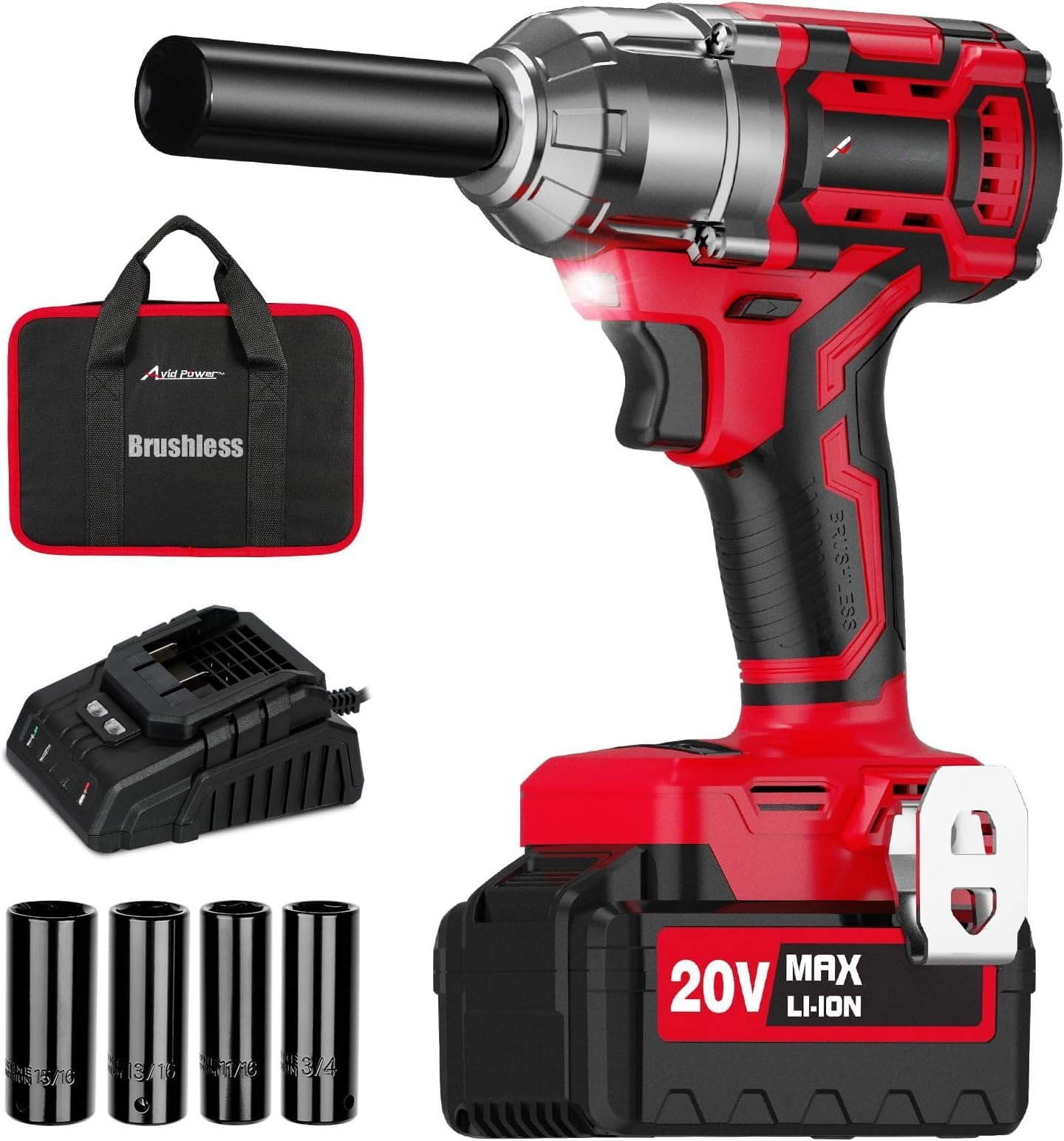 1/2 Impact Wrench Brushless, 20V Cordless Impact w/ 3 Variable Speeds ...