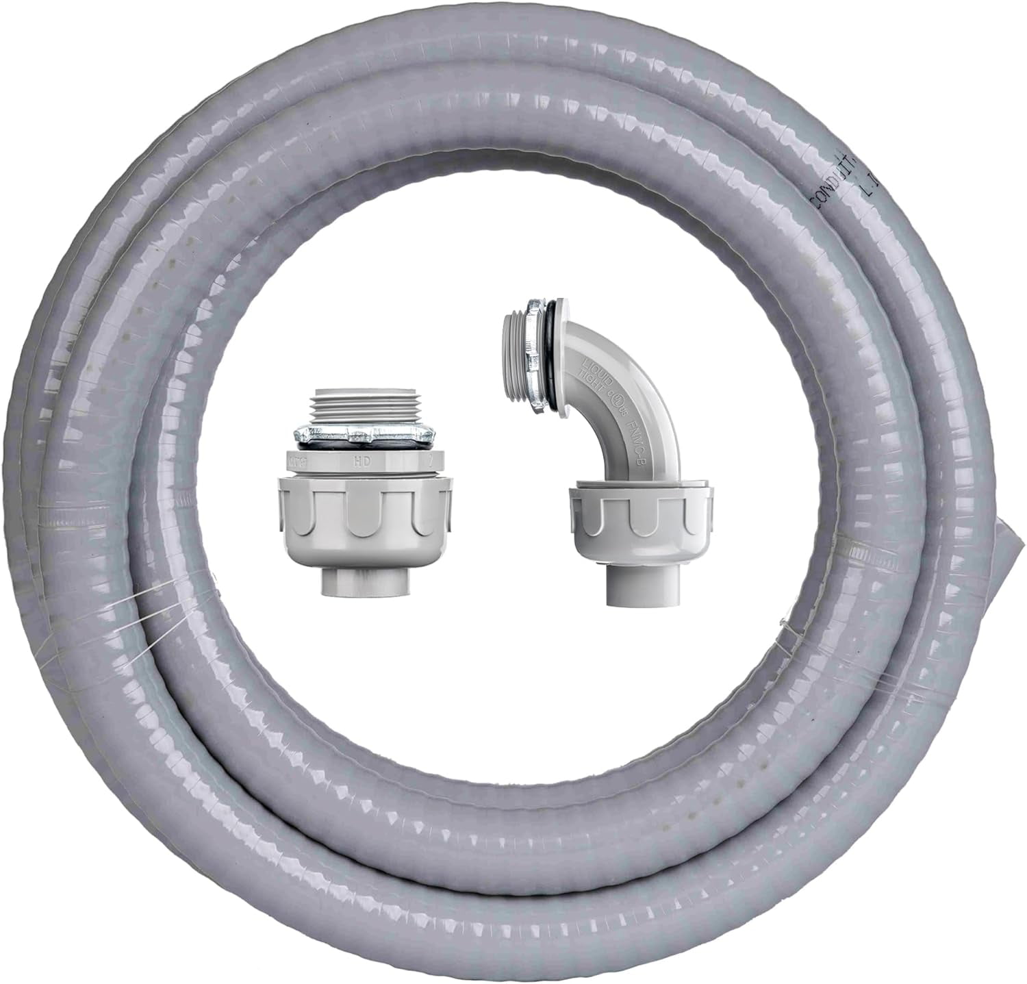 1/2 Inch 10 FT Liquid-Tight Conduit and Connector Kit Non Metallic ...