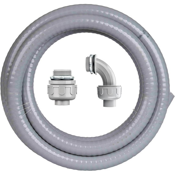 1/2 Inch 10 FT Liquid-Tight Conduit and Connector Kit Non Metallic ...