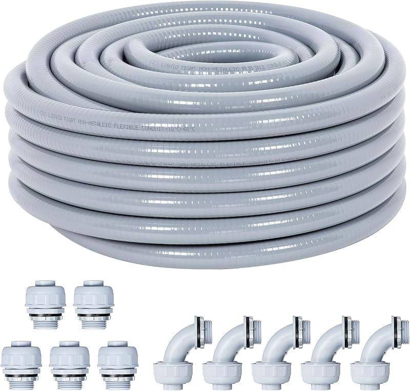 1/2 Inch 100FT Liquid Tight Conduit Kit, Flexible Non Metallic ...