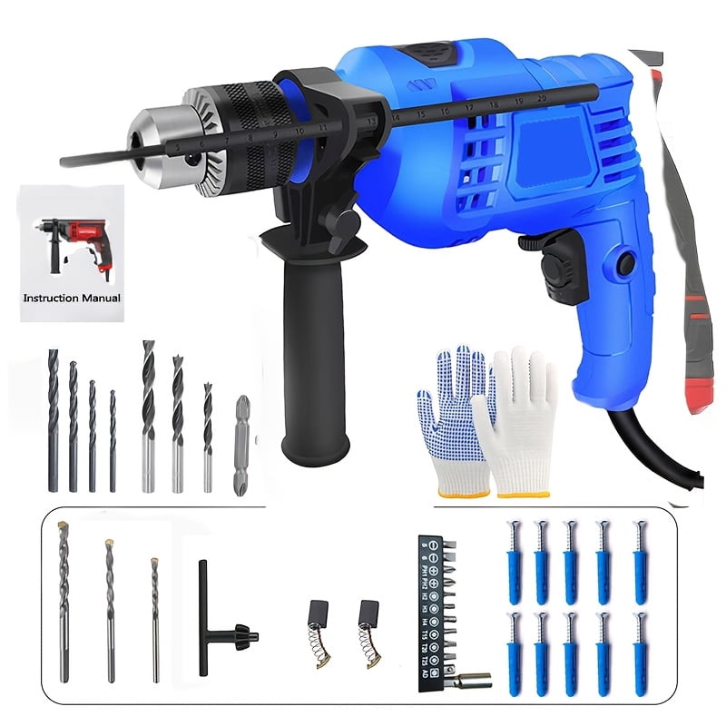 1/2-Inch 110V Corded Hammer Drill, Variable Speed Reversible Electric ...