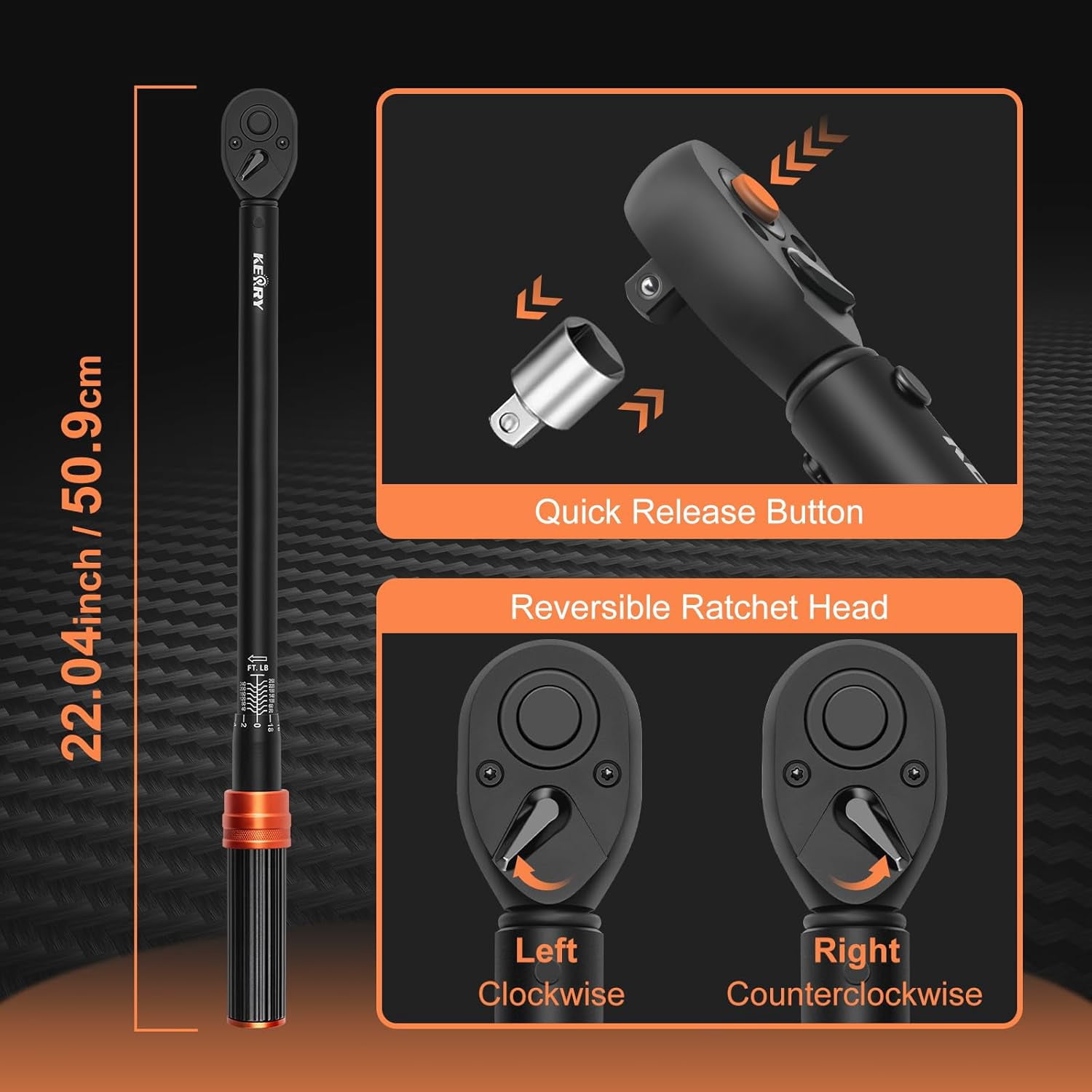 1/2 Inch 20-inch-Long Torque Wrench Drive Click, 20-260 Ft.Lb/27.1-352. ...