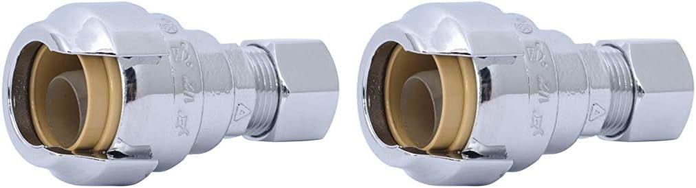 1/2 Inch (3/8 Inch OD) Barb Compression Adapter, Push To Connect Brass ...