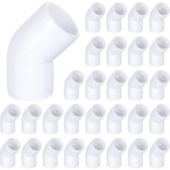 1/2 Inch 45 Degree Elbow PVC Fitting, 30 Pack 2 Way Furniture Grade ...