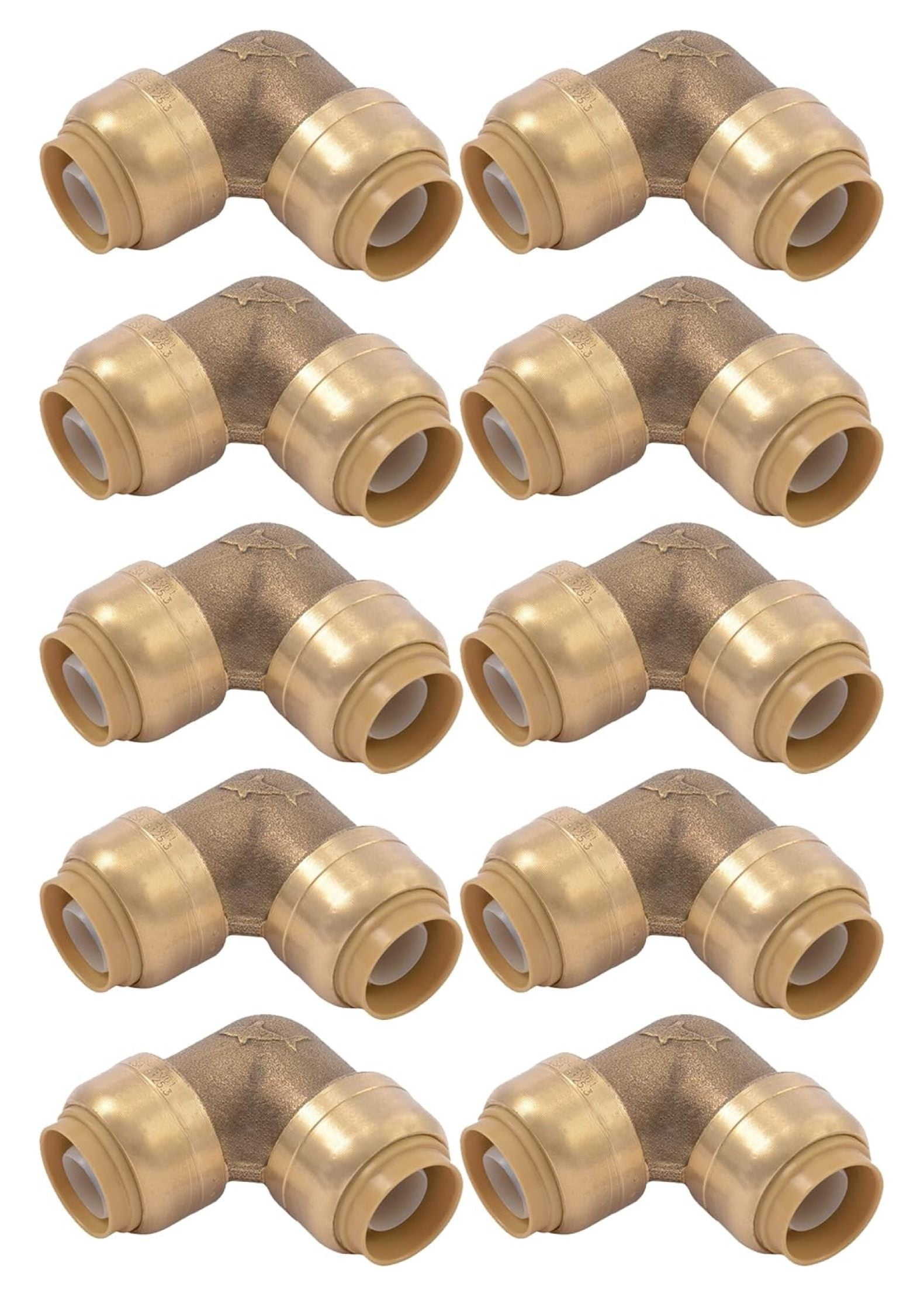 1/2 Inch 90 Degree Elbow, Pack of 10, Push to Connect Brass Plumbing ...