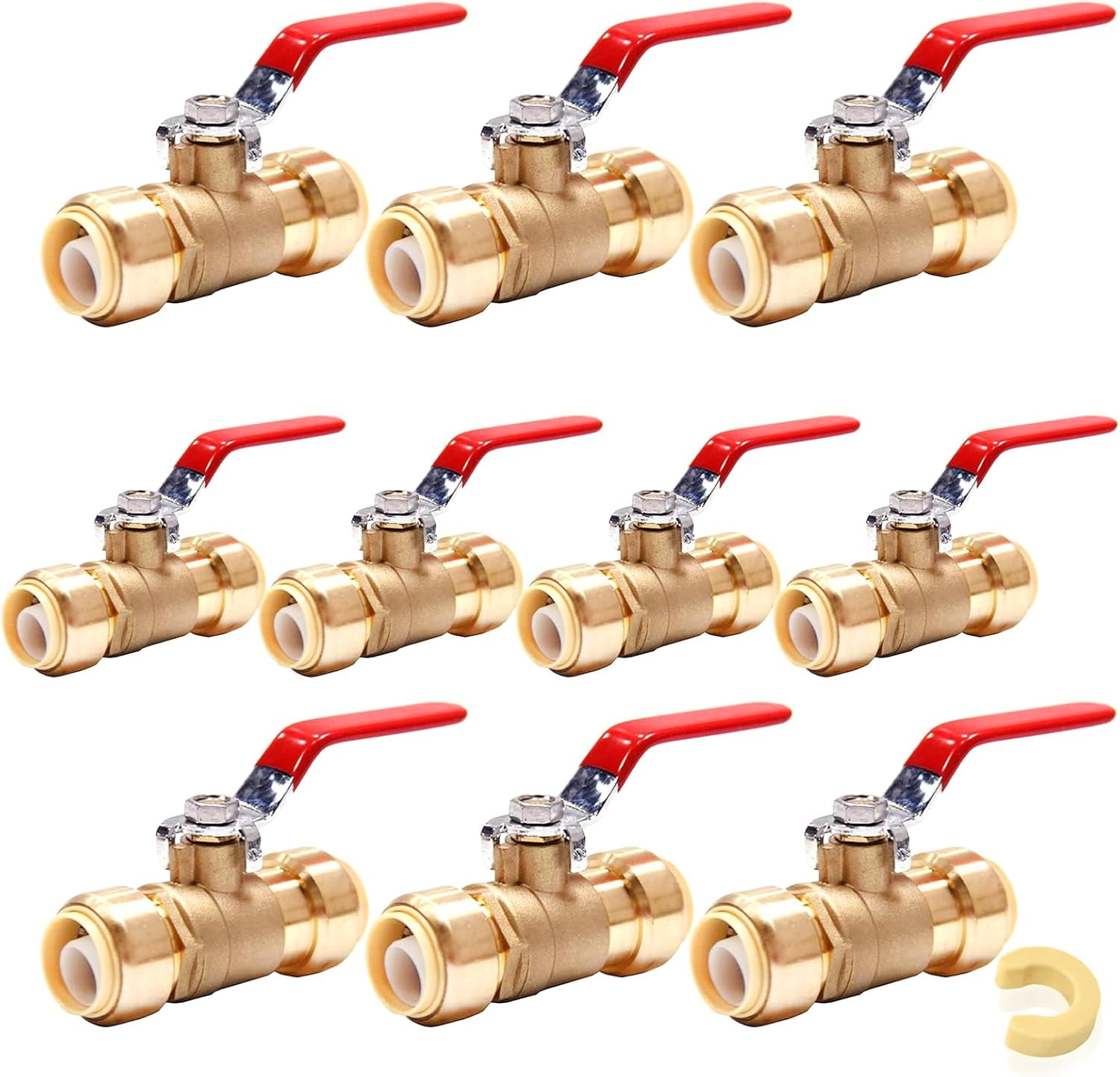 1/2 Inch Ball Valve, Pushfit Shut-off Valve for Hot Water, Push To Connect Ball Valve with ...