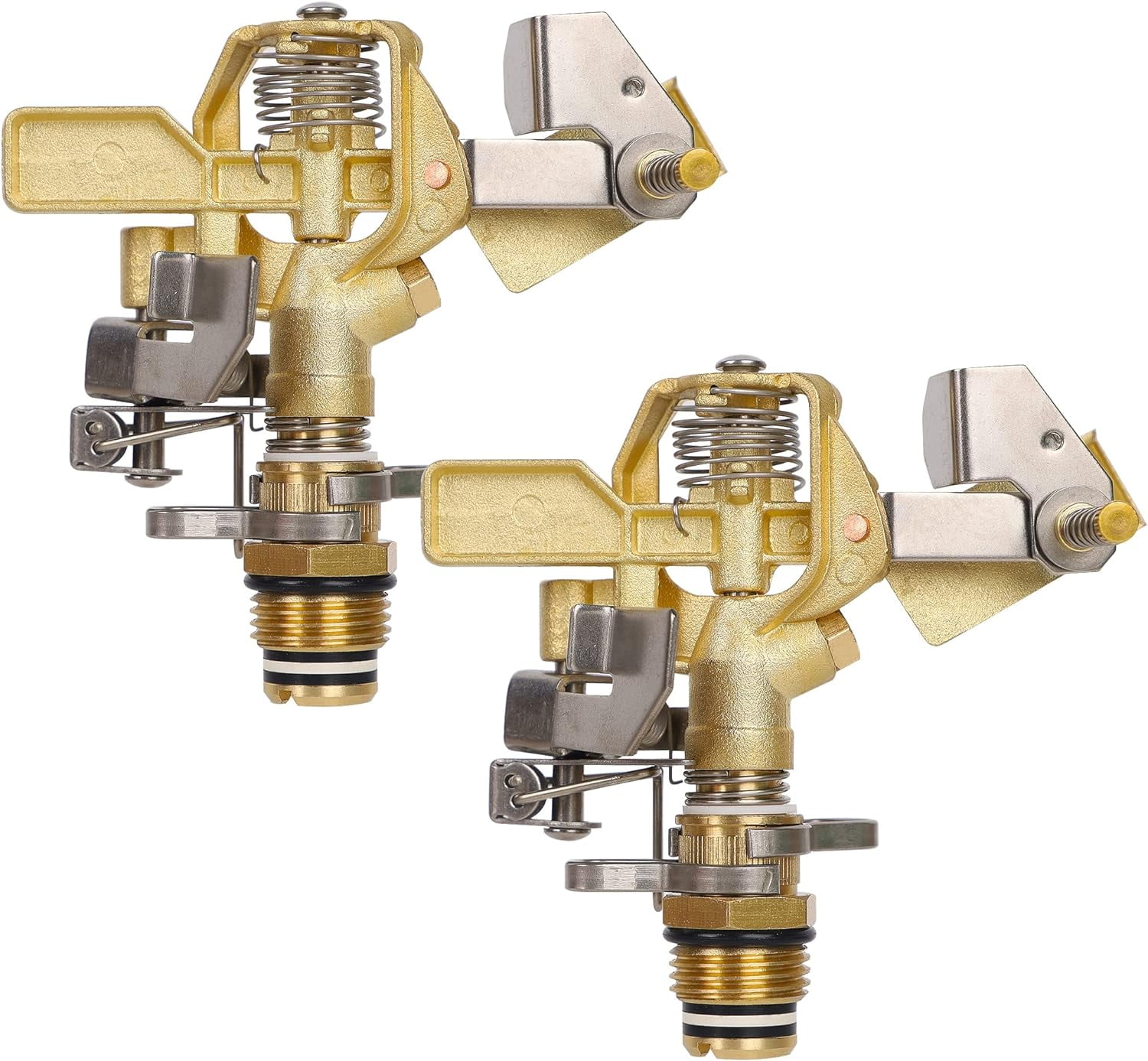 1/2 Inch Brass Impact Sprinkler 2 Pack, Heavy Duty Lawn Sprinkler Head ...