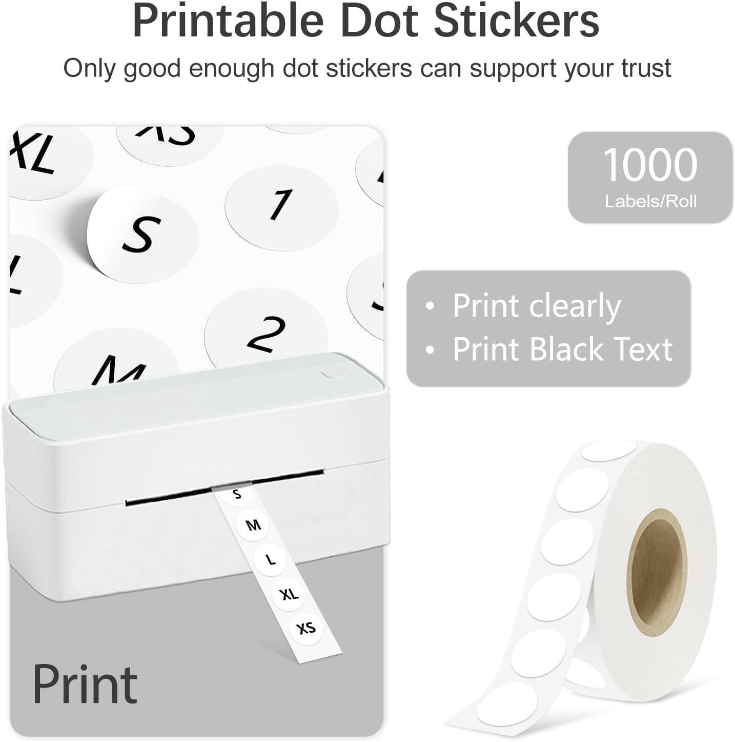 1/2 Inch Circle Dot Stickers 1000 PCS White Color Coding Thermal Labels ...