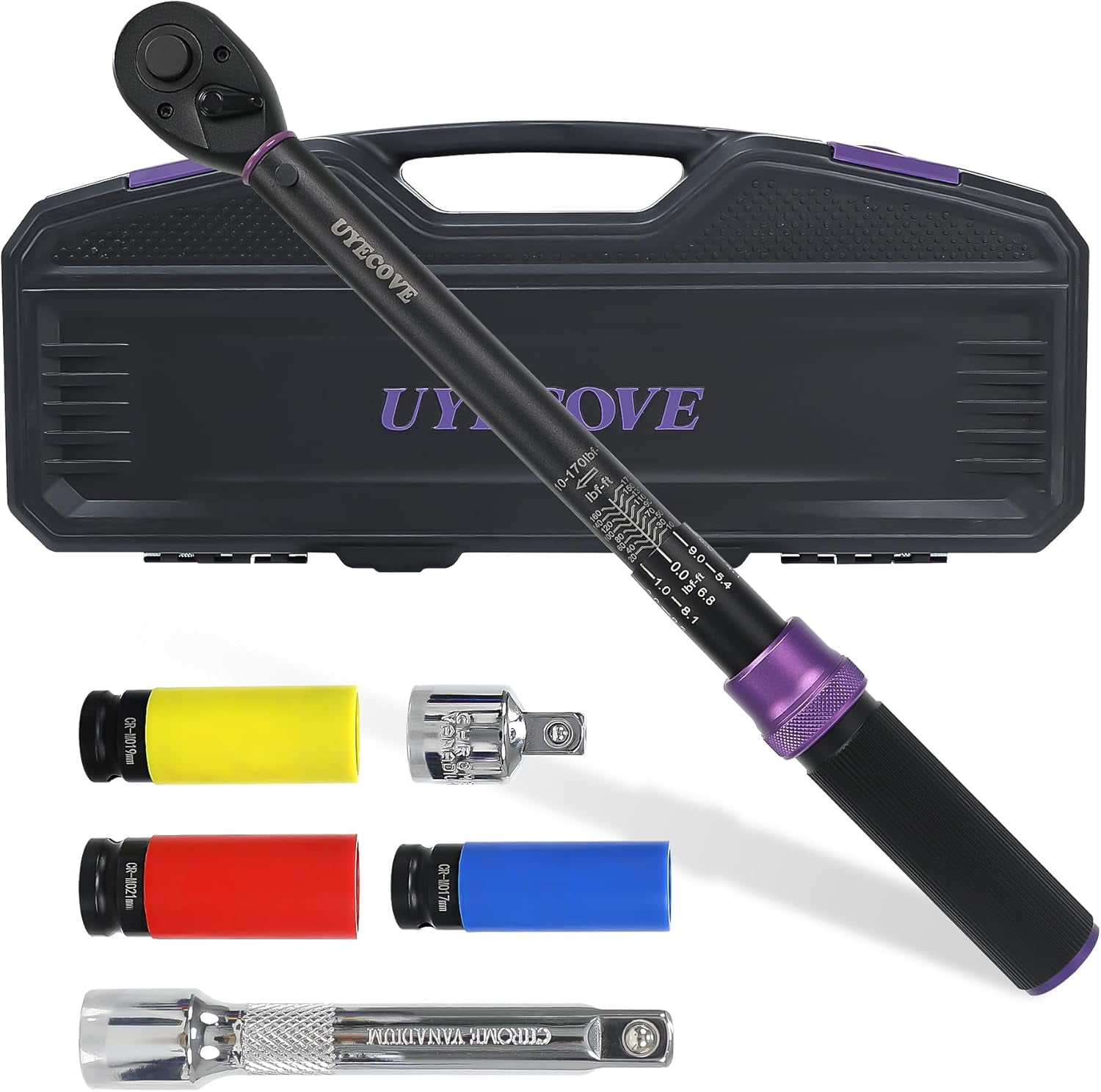 1/2-Inch Drive Click Torque Wrench Set, With Deep Socket, Adaptor ...