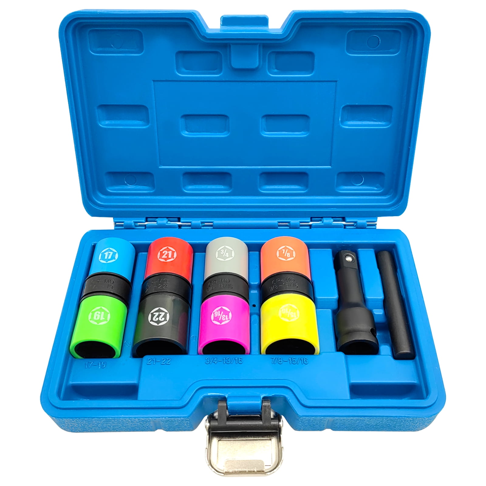 1/2-Inch-Drive Impact Socket Set, 6 Pieces CR-MO Flip Socket Set, Non ...