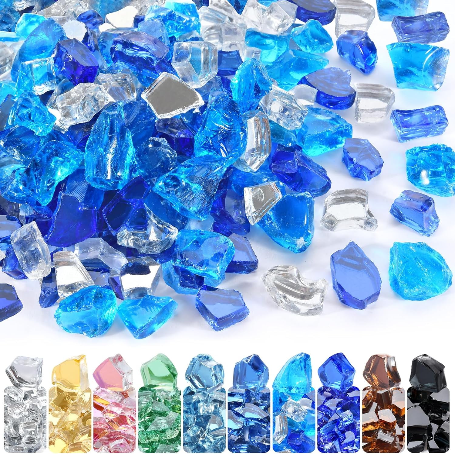 1/2 Inch Fire Glass Reflective Tempered Fireglass Cut Crushed FireGlass ...