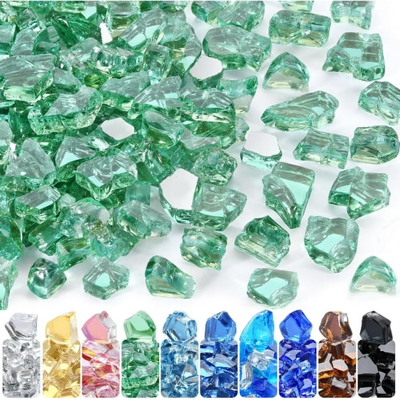 1/2 Inch Green Reflective Fire Glass for Gas Fire Pit, Fireplace – Tempered Crushed Glass ...