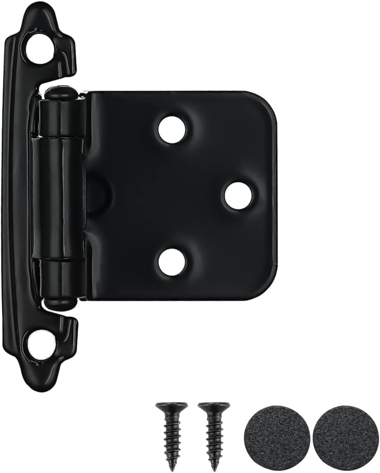 1/2 Inch Overlay Cabinet Door Hinges Black, 20 Pack 10 Pairs Flush Face ...