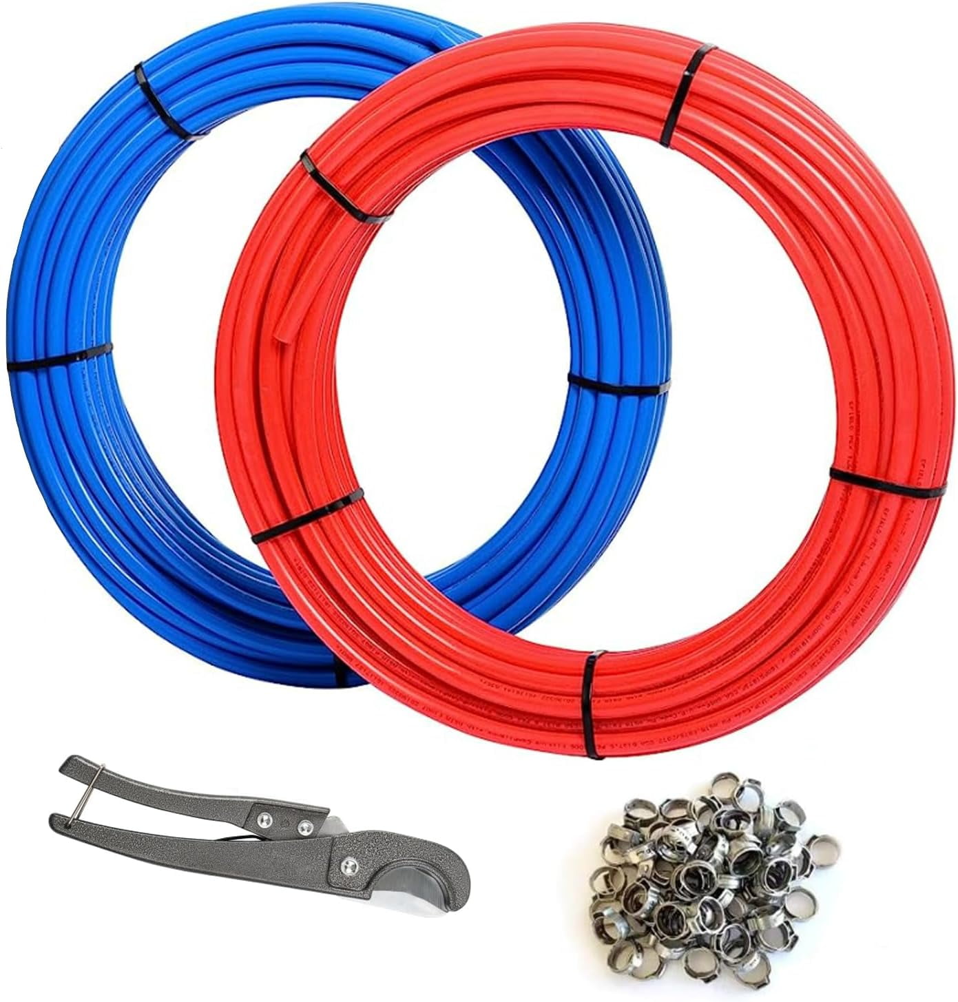 1/2 Inch PEX-B Pipe, 2 Rolls Blue & Red Each 100 Feet (200ft) Length ...