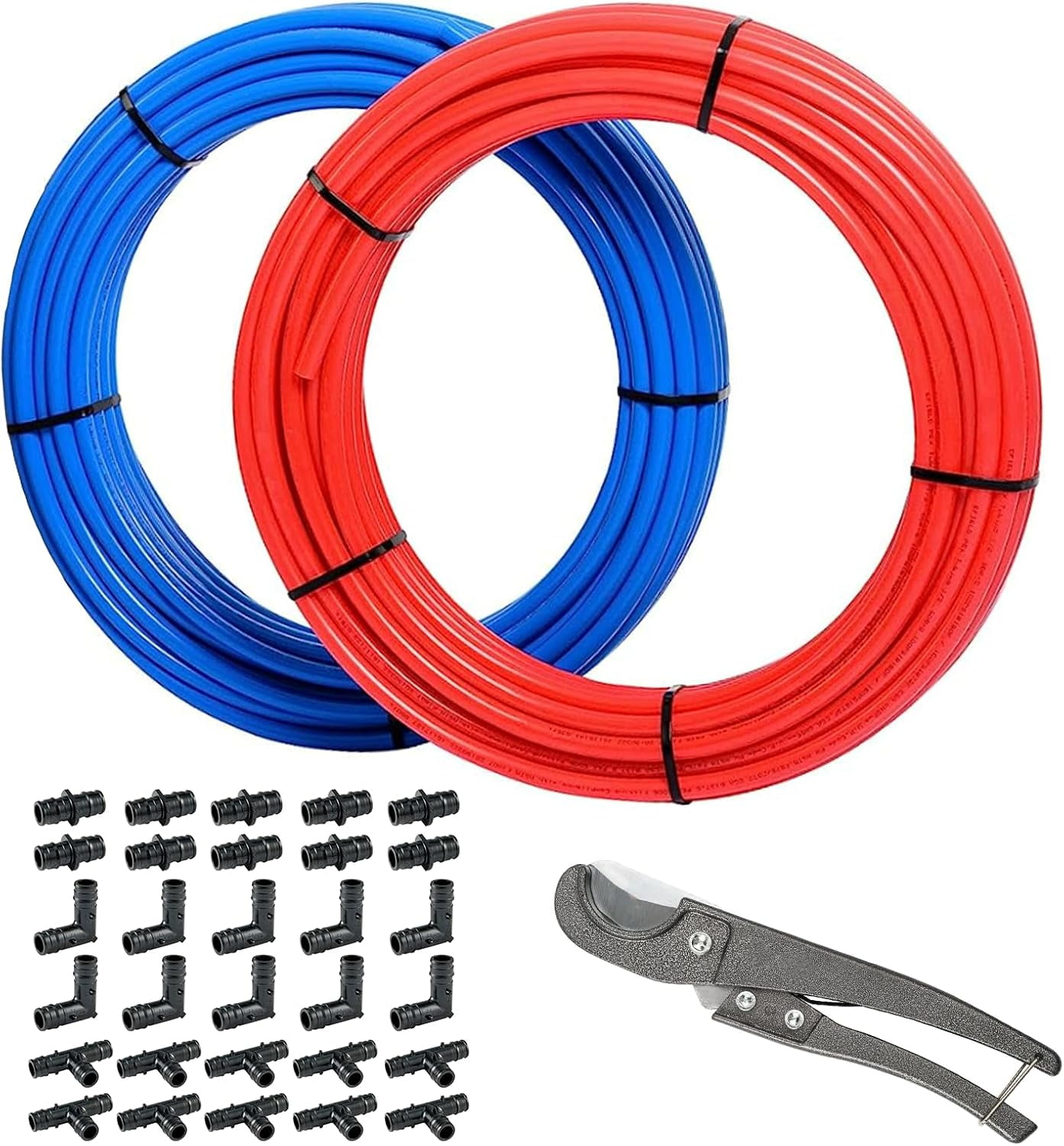 1/2 Inch PEX-B Pipe, 2x100FT Pex B Tubing with 30PCs 1/2" PPSU Poly Pex ...