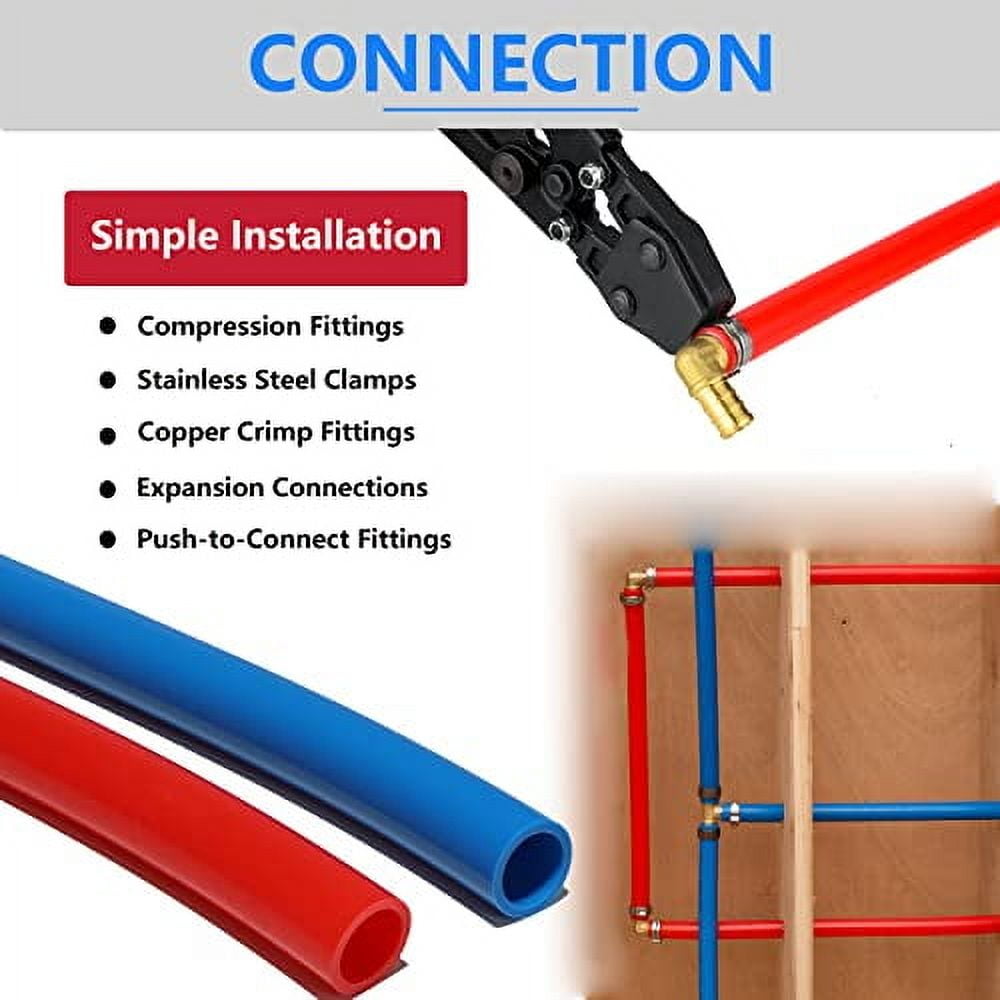1/2 Inch PEX-B Pipe/Tool Kit, 2 Rolls Blue & Red Each 100 Feet (200 ft ...