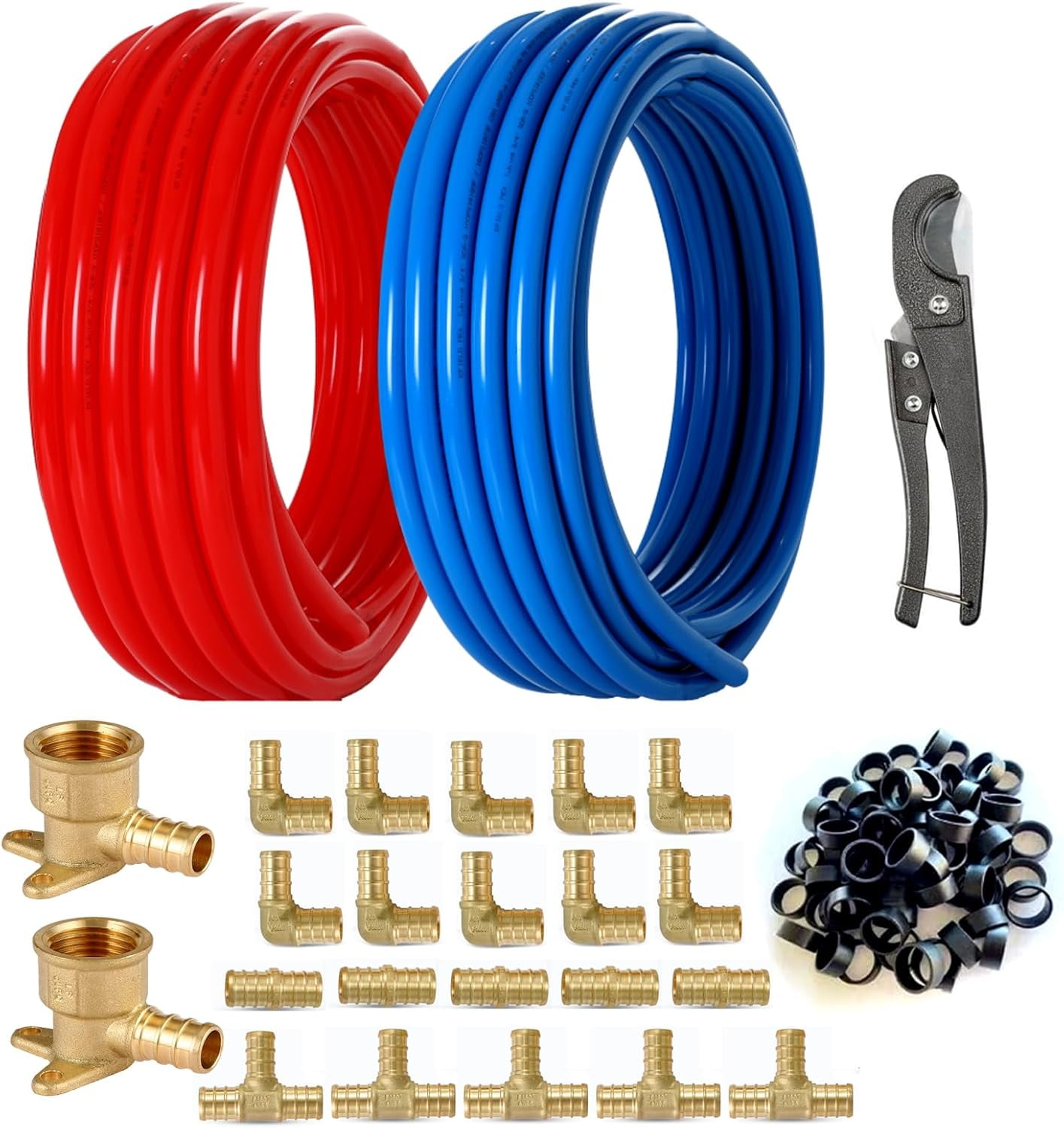 1/2 Inch PEX-B Pipe/Tool Kit: Blue & Red Each 100 Feet (200 ft) PEX ...