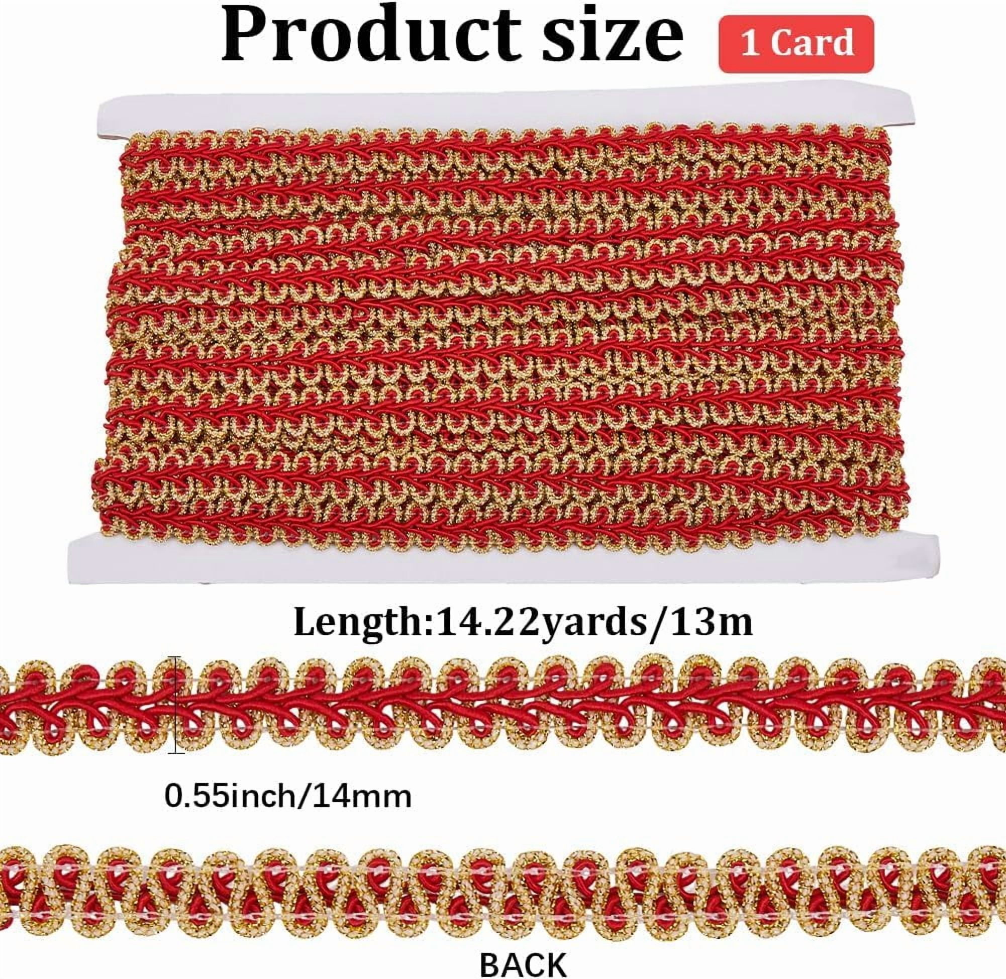 1/2 Inch Red Gimp Braid Trim Gold Metallic Glitter Woven Lace Trimming ...