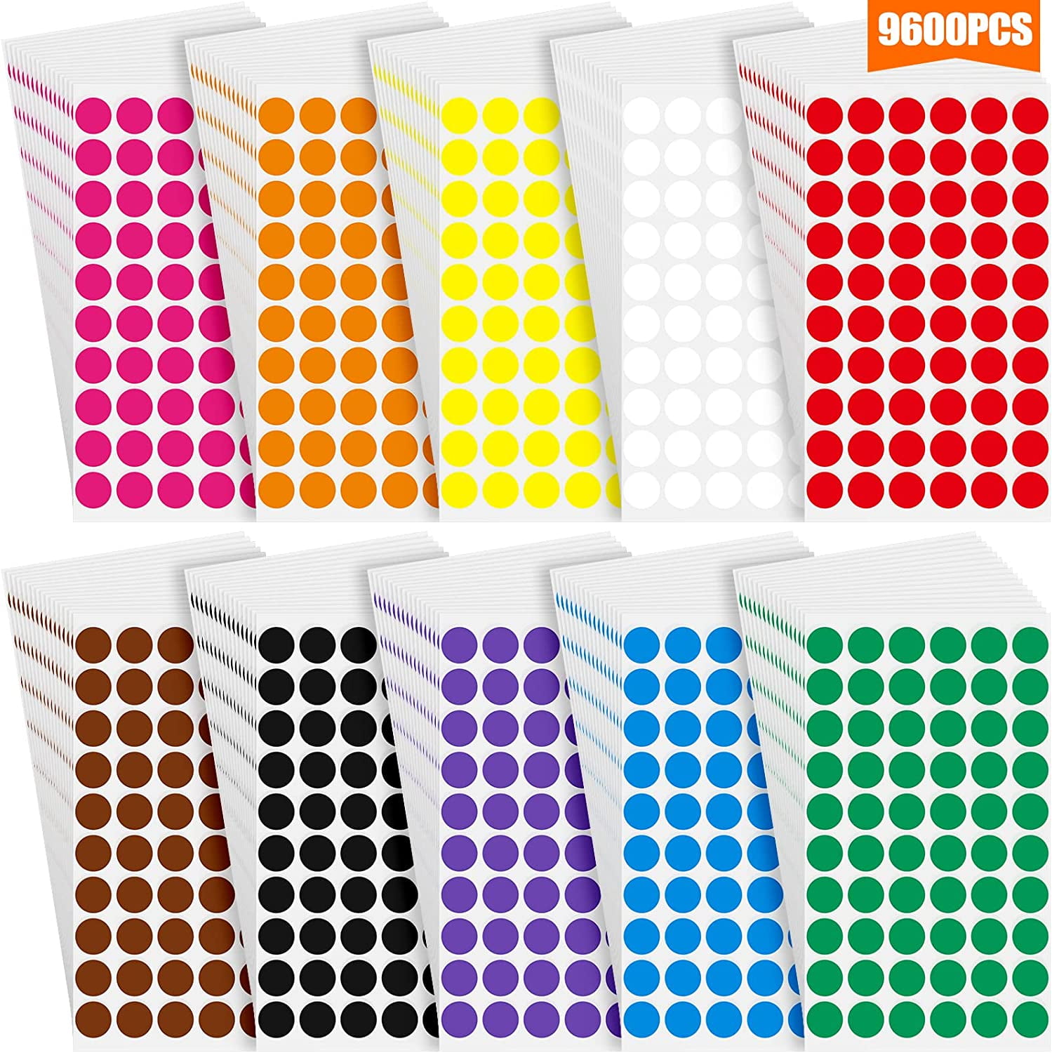 1/2 Inch Round Color Circle Dot Sticker Labels 10 Assorted Colors ...