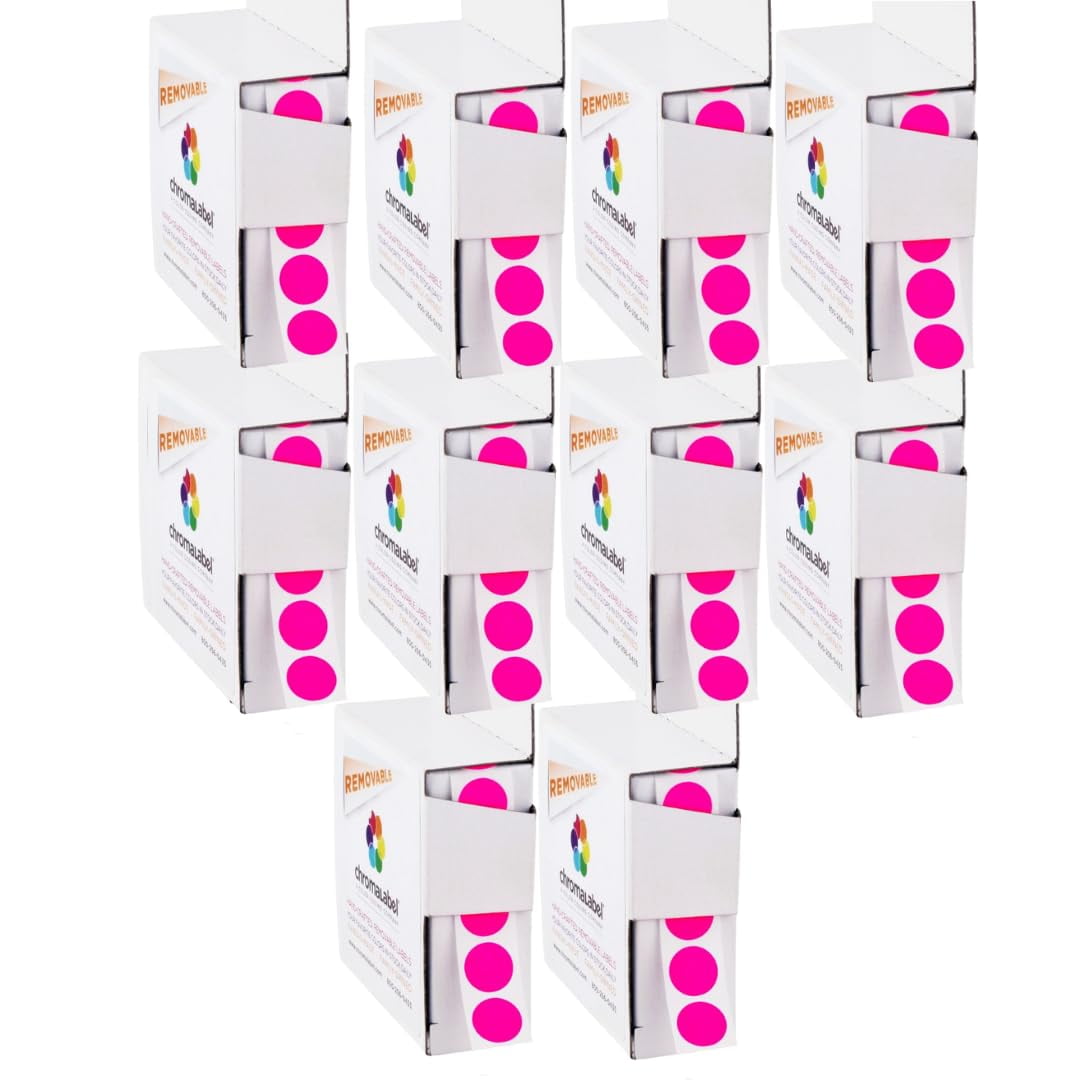 1/2 Inch Round Fluorescent Pink Dot Stickers, Matte Finish Color Coding ...