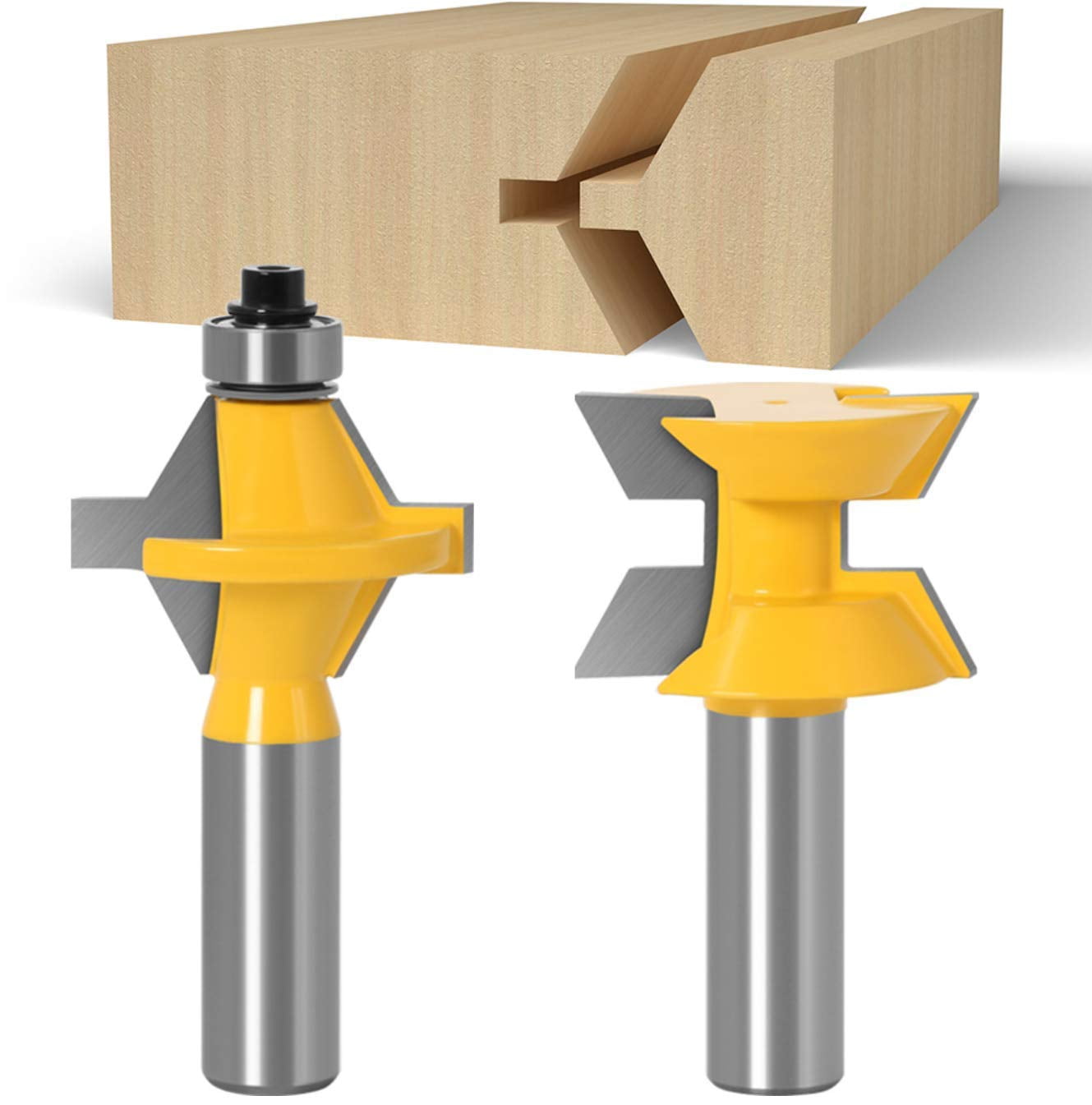 1/2 Inch Shank Router Bit Set 120 Degree Tongue Groove Router Bit Set ...