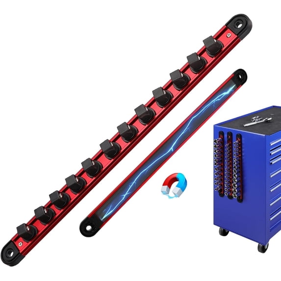1/2-Inch Socket Organizer Rail, Alloy Socket Rail, Heavy Duty Sockets ...