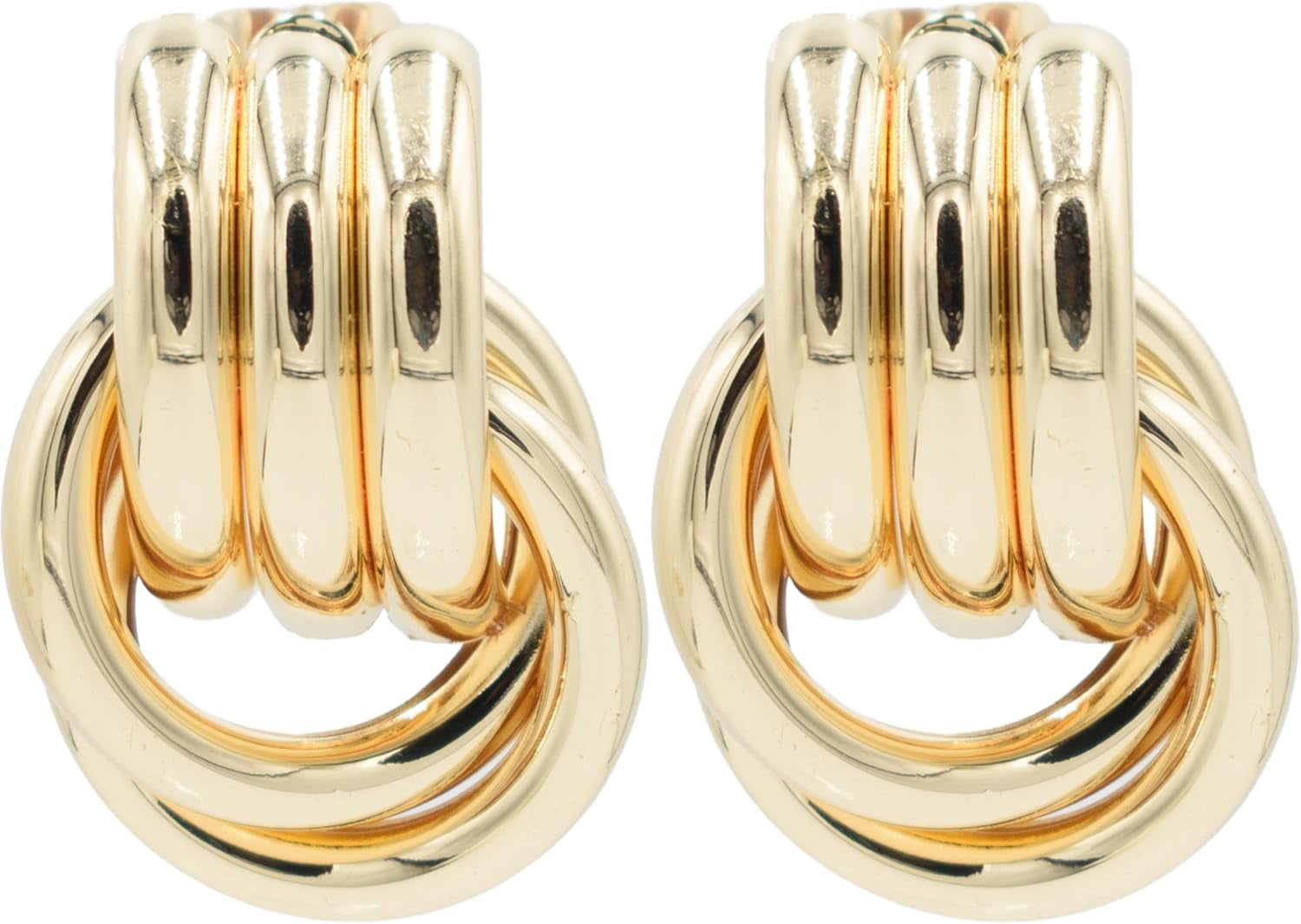 1.2 Inch Trendy Geometric Chunky Knot Dangle Drop Stud Earrings, Gold ...