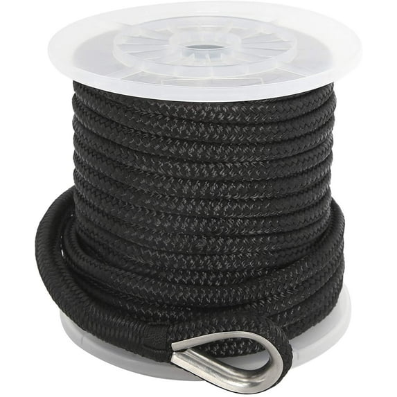 1/2 Inch X 100 Feet Double Braid Nylon Anchor Line with Stainless Steel ...