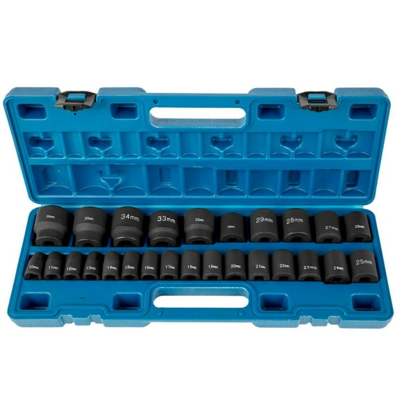 1/2 Inches 26 Piece Impact Sockets, 6-Point Drive Impact Socket Set ...