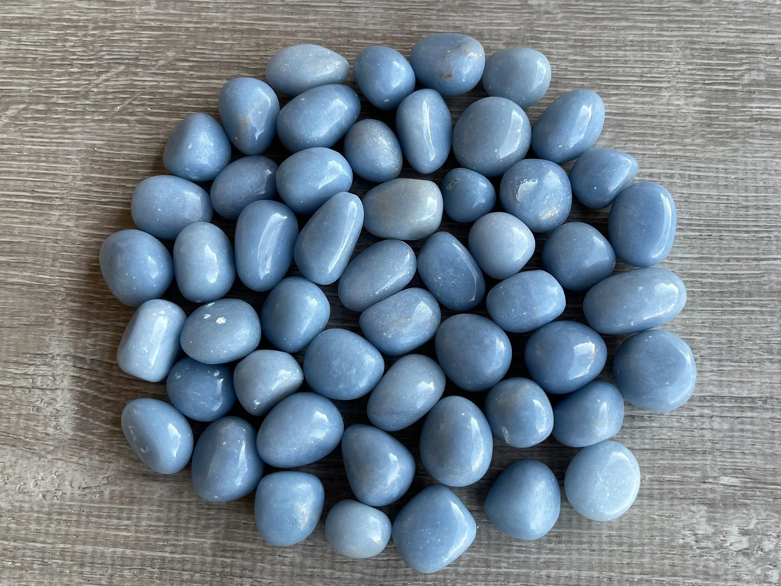 1/2 LB Angelite Tumbled Stones, Polished Angelite Gemstone, Angelite ...