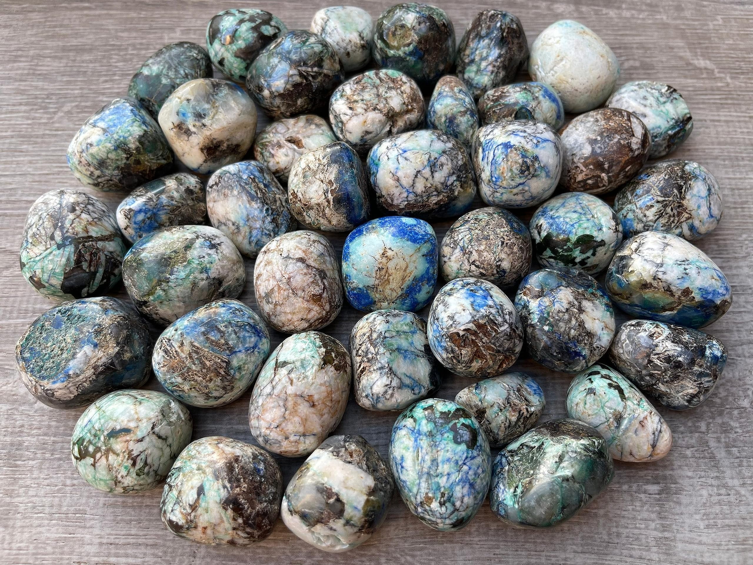 1/2 LB Azurite Malachite Tumbled Stones, Polished Natural Azurite ...