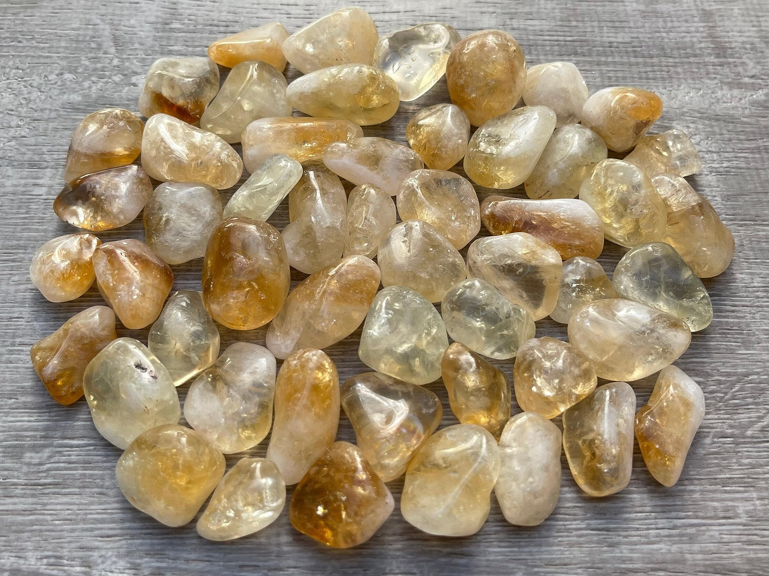 1/2 LB Citrine Tumbled Stones, Polished Citrine Gemstone, Citrine ...