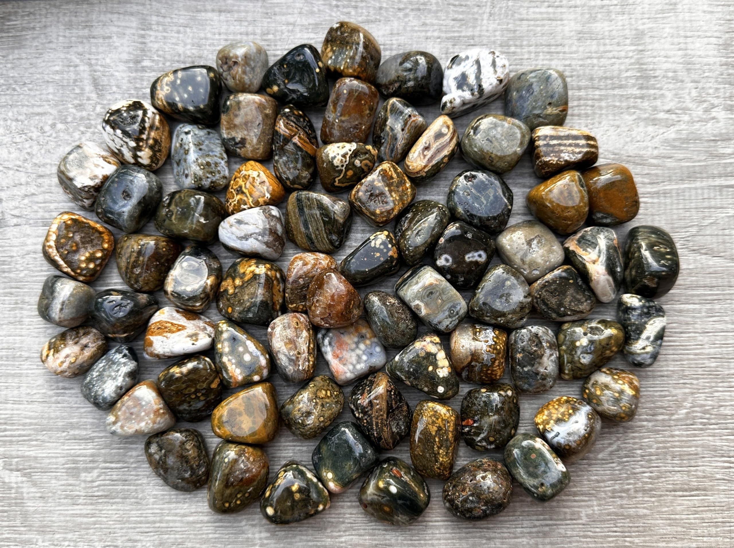 1/2 LB Ocean Jasper Tumbled Stones, Polished Natural Sea Jasper ...