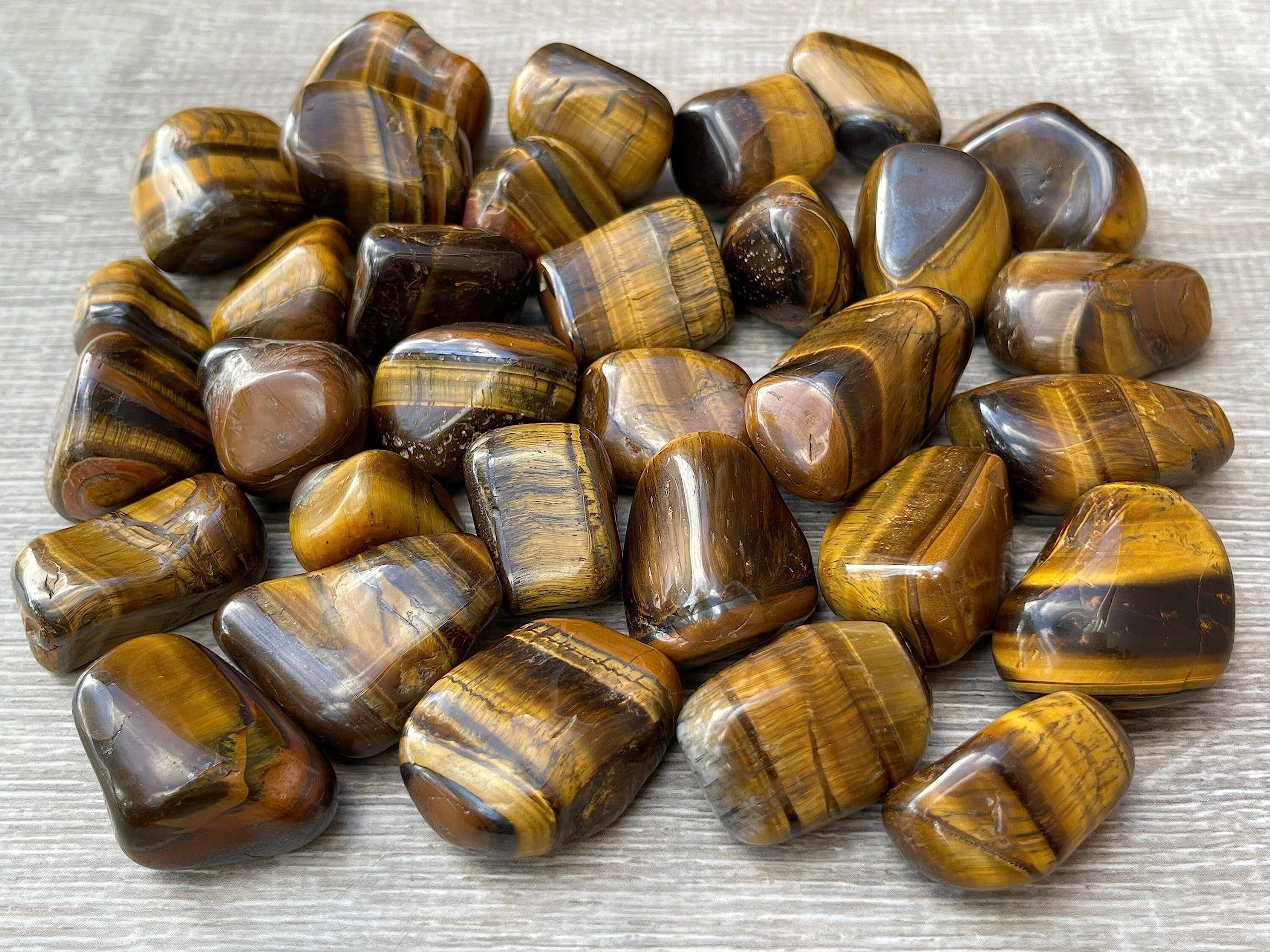 1/2 LB Tiger Eye Tumbled Stones, Polished Natural Tiger Eye Gemstone ...