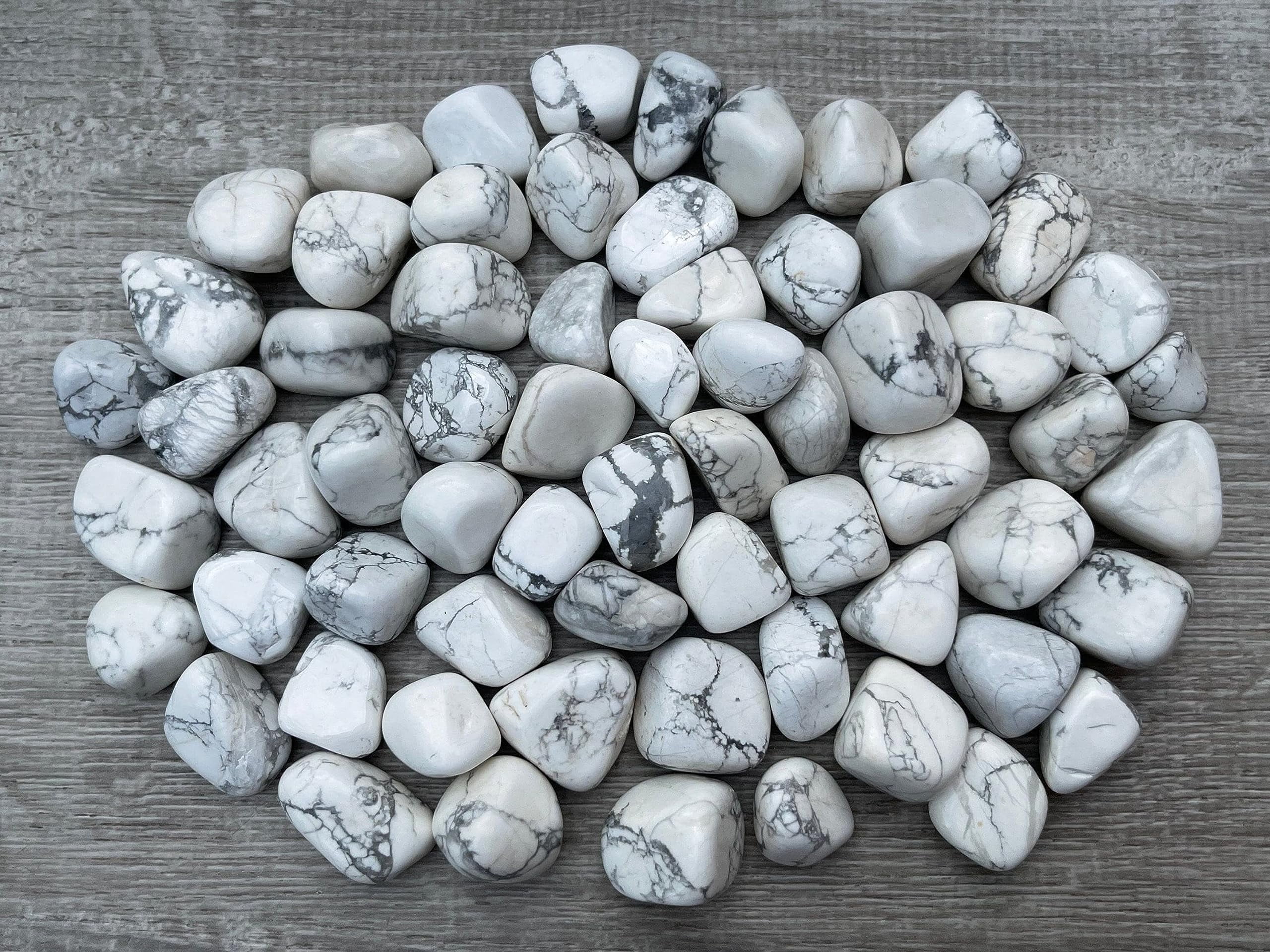 1/2 LB White Howlite Tumbled Stones, Polished Natural White Howlite ...