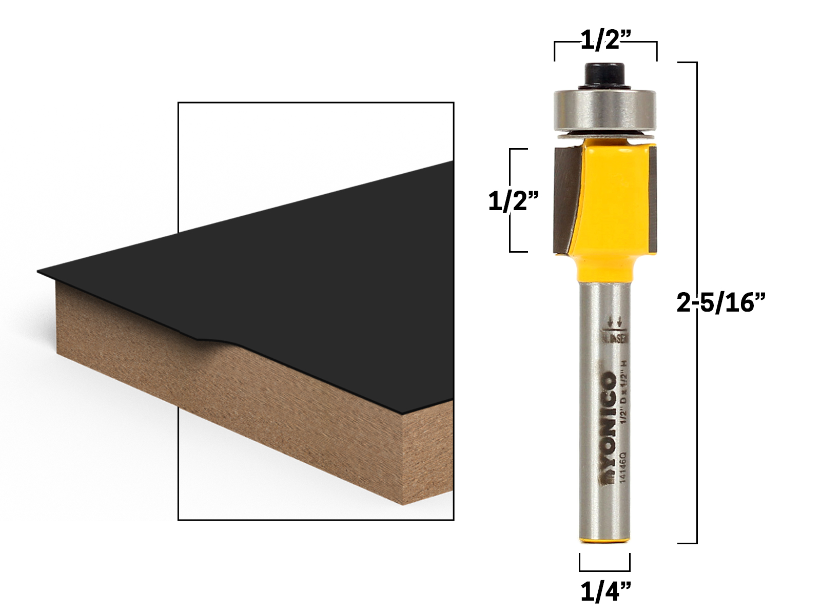 WEN 1/4 in. Flush Trim Carbide-Tipped Router Bit with 1/4 in. Shank ...
