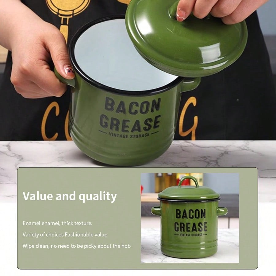 1.2-Liter Bacon Fat Storage Container With Fine Filter - Enamel And ...