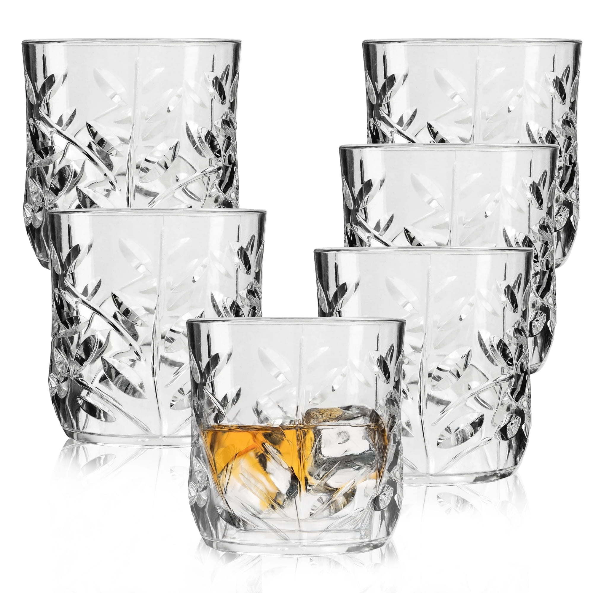 MSM Products Acrylic Whiskey Glasses Set, 11oz, Unbreakable, 6-Piece ...