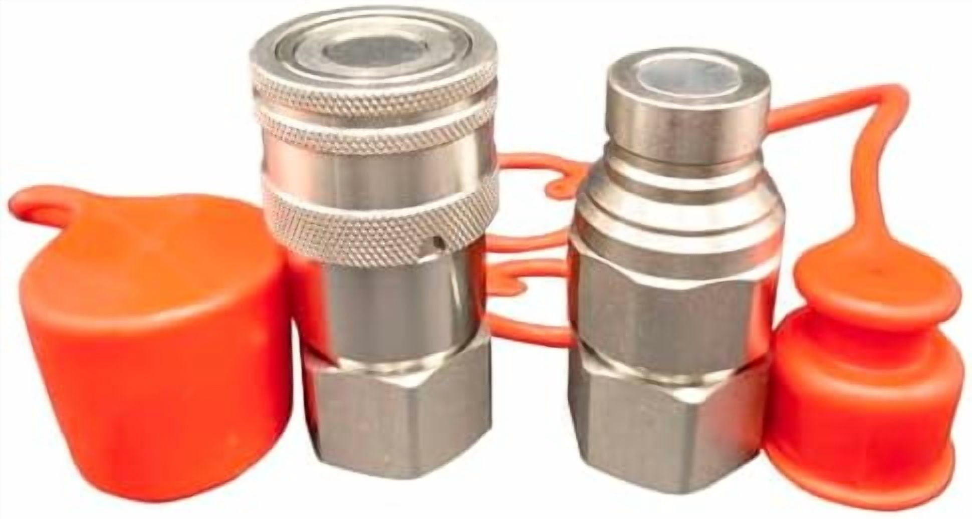 1/2" NPT Flat Face Hydraulic Quick Connect Couplers/Couplings Set w ...