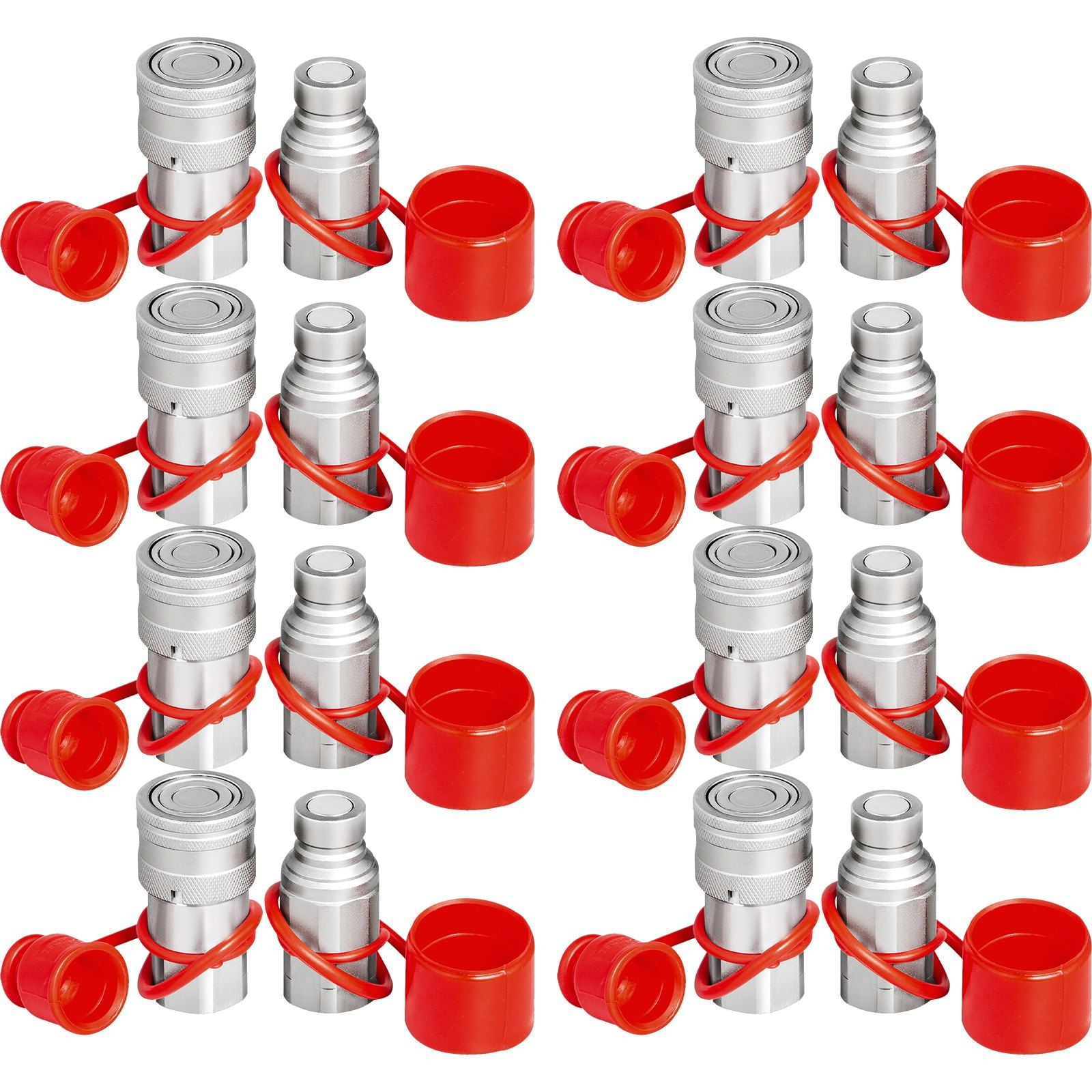 1/2" NPT Hydraulic Quick Coupler Set - 8 Pairs Skid Steer Compatible ...